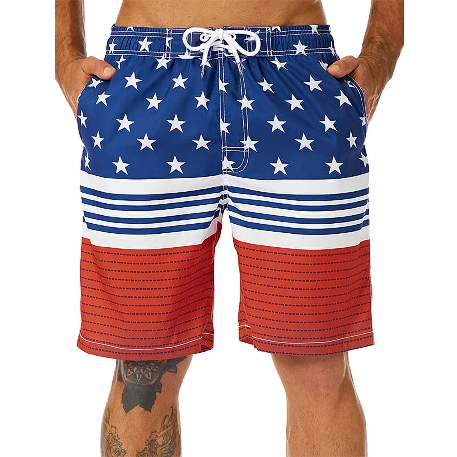 Stripe Graphic Board Shorts 3D Printed Casual Beach Shorts Swimsuit ...
