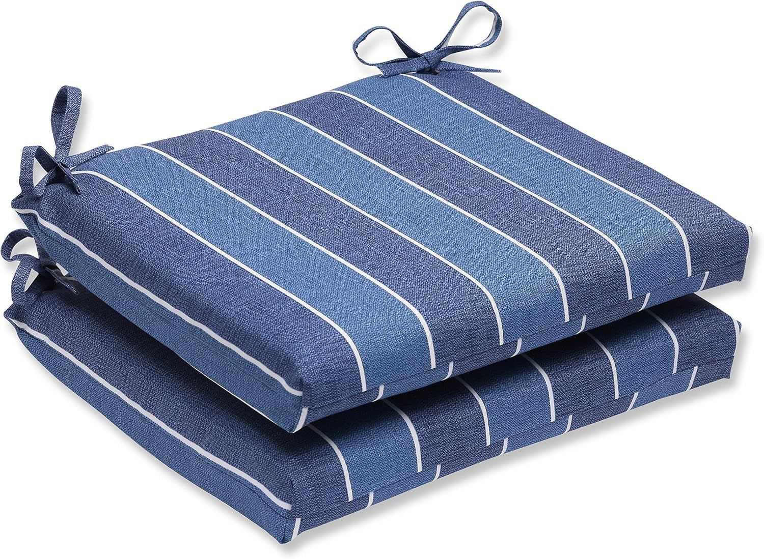 Stripe Indoor/Outdoor Square Corner Chair Seat Cushion with Ties, Plush ...