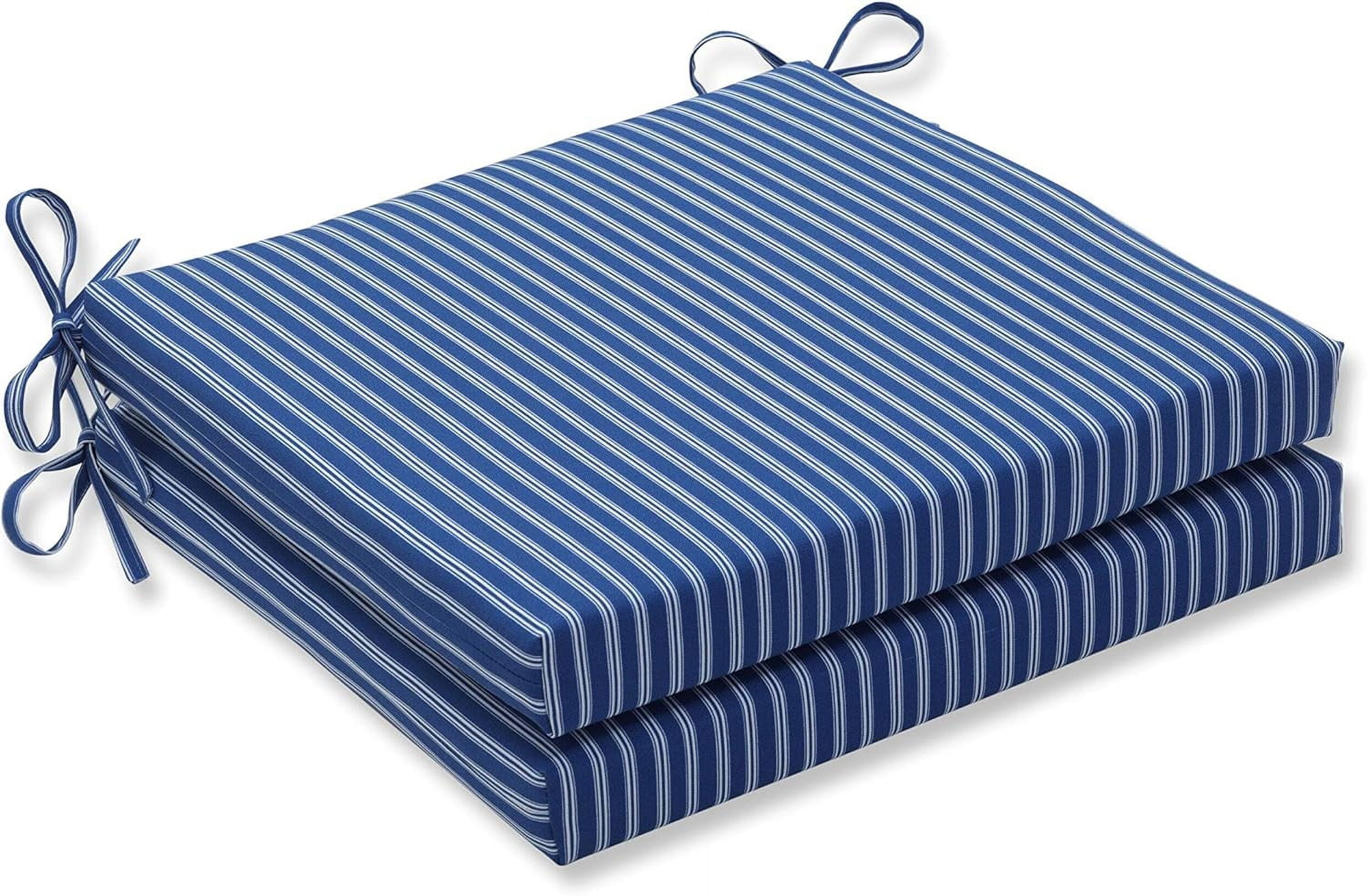 Stripe Indoor/Outdoor Square Corner Chair Seat Cushion with Ties, Plush ...