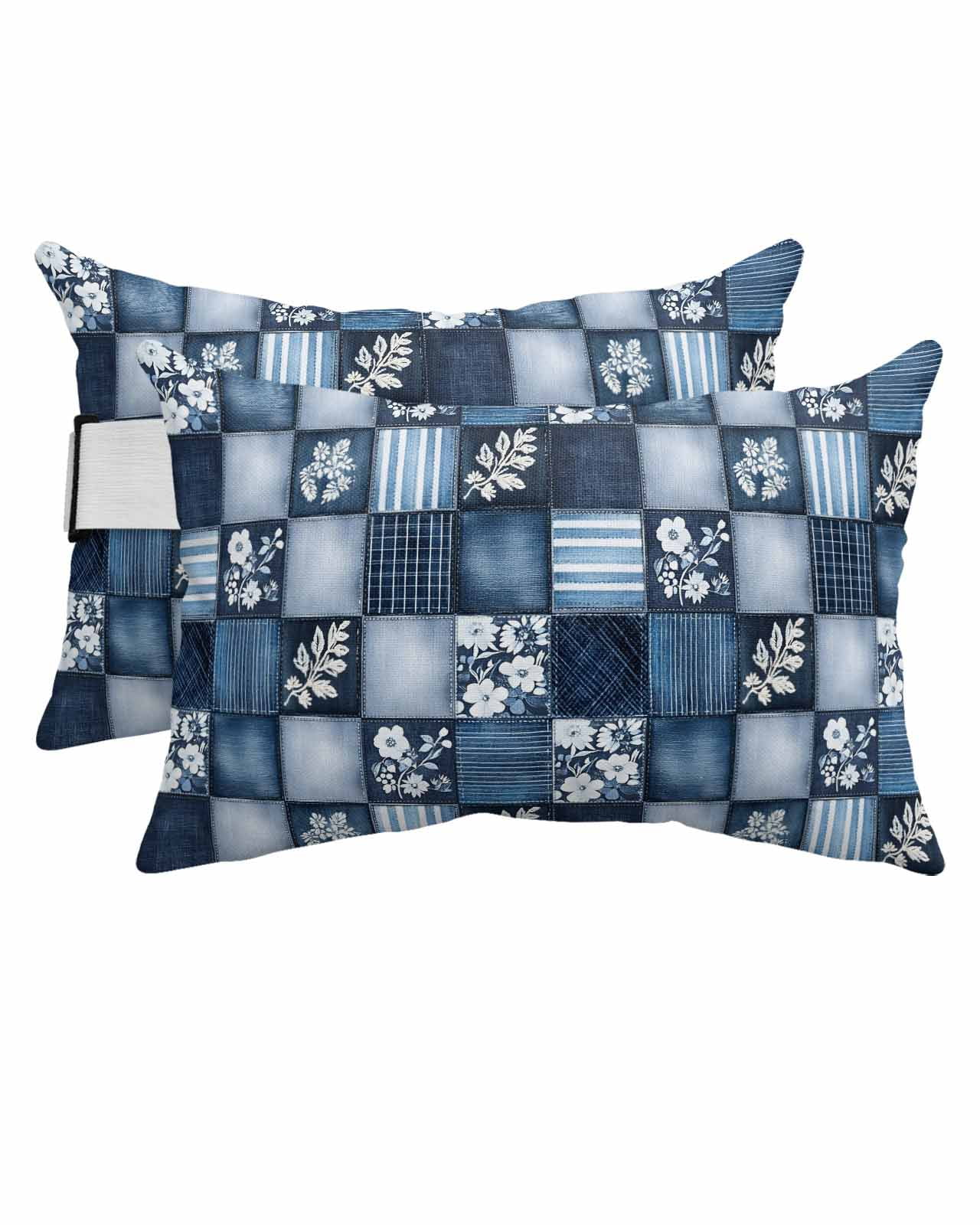 Stripe Outdoor Head Resting Pillows with Insert Blue Patchwork Blue ...