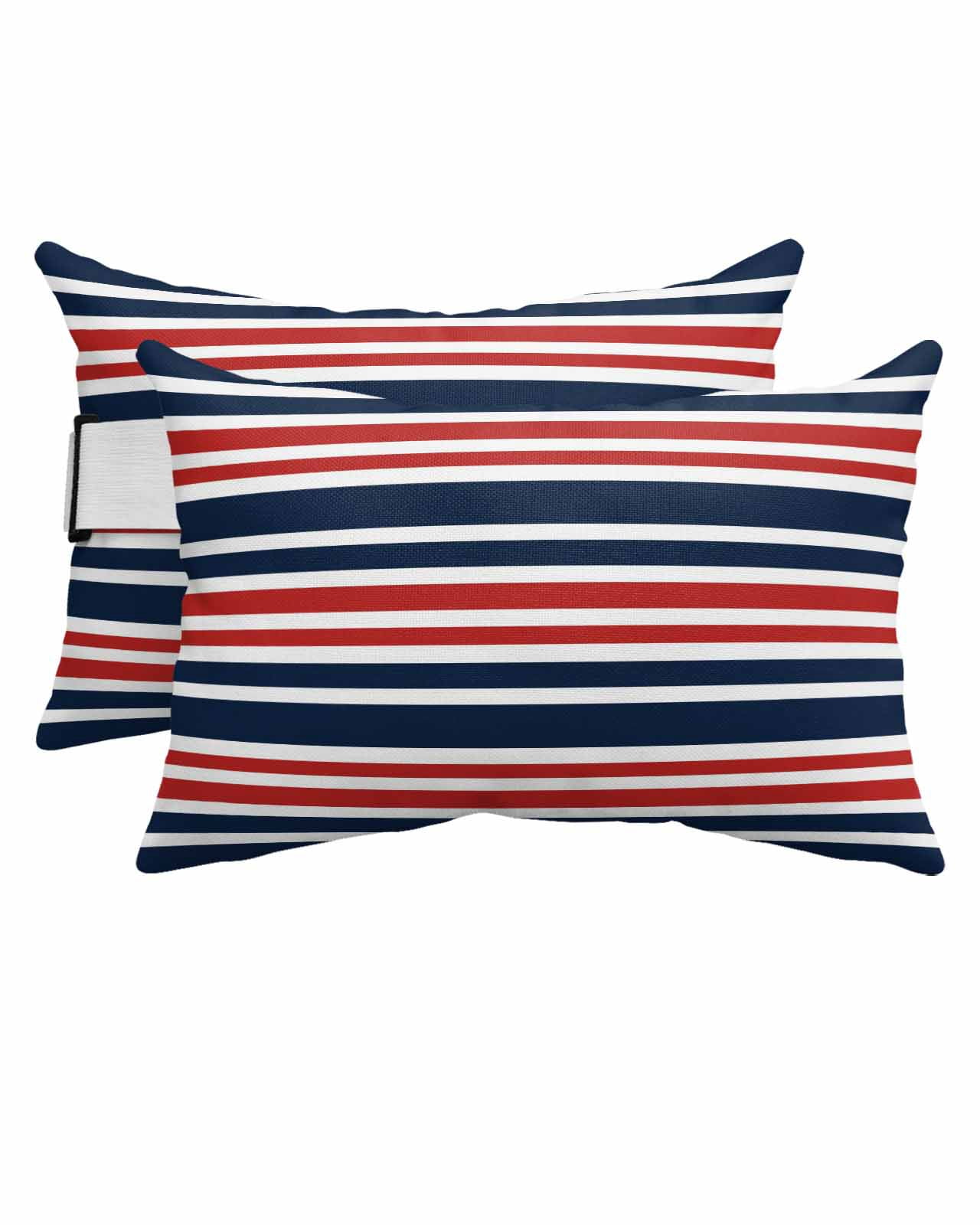Stripe Outdoor Head Resting Pillows with Insert Red and Dark Blue ...