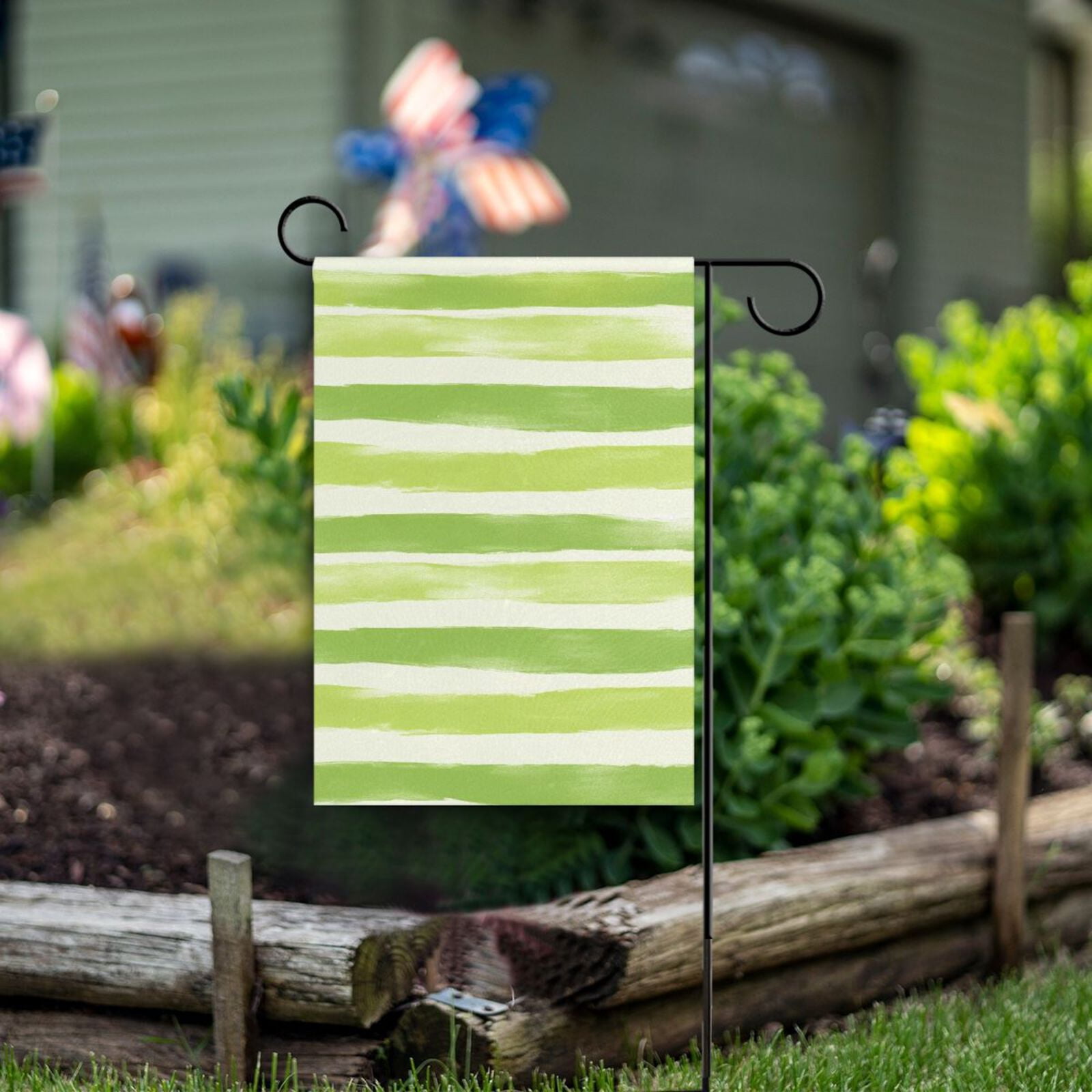 Stripe Pattern Garden Flag Double Sided Outdoor Banners for Courtyard ...