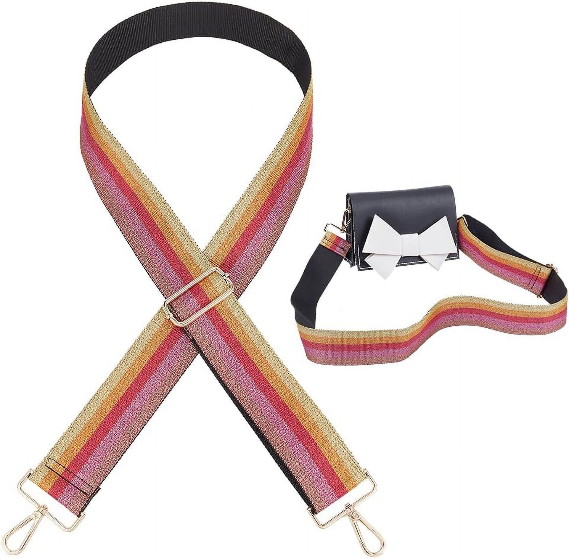 Stripe Pattern Glittered Polyester Adjustable Webbing Bag Straps with ...