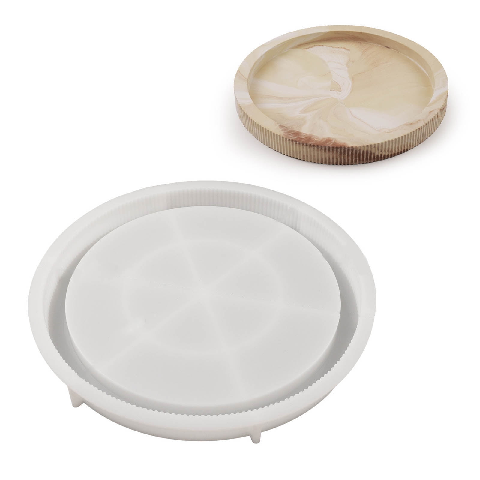 Stripe Round Dish Mold Concrete Casting Mold Flowerpot Base Silicone ...