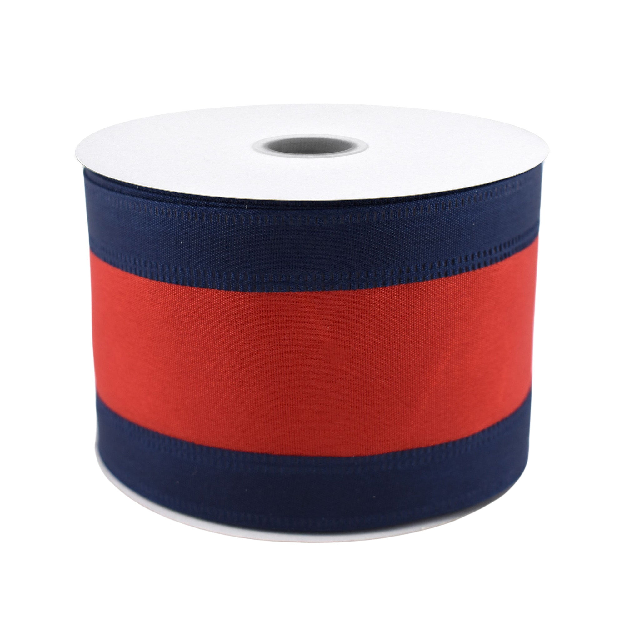 Stripe Sport Theme Ribbon Wired Edge, 2-1/2-inch, 10-yard, Red/Navy ...