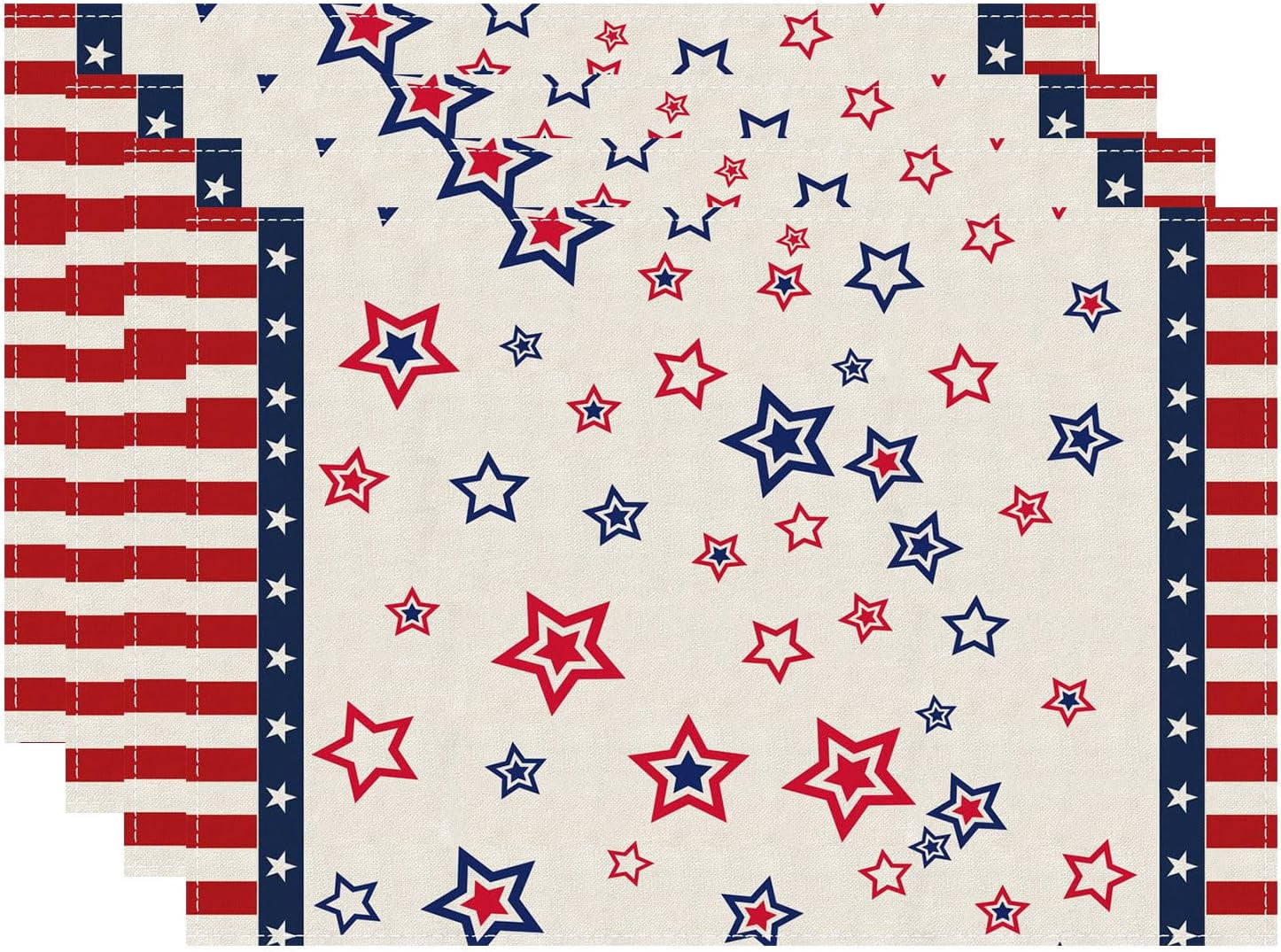 Stripe Stars 4th of July Memorial Day Independence Day Placemats Set of ...