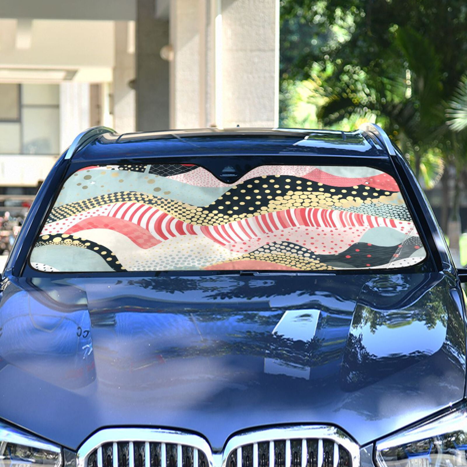 Stripe Stitch Pattern Boho Automotive Front Car Windshield Sun Shade ...