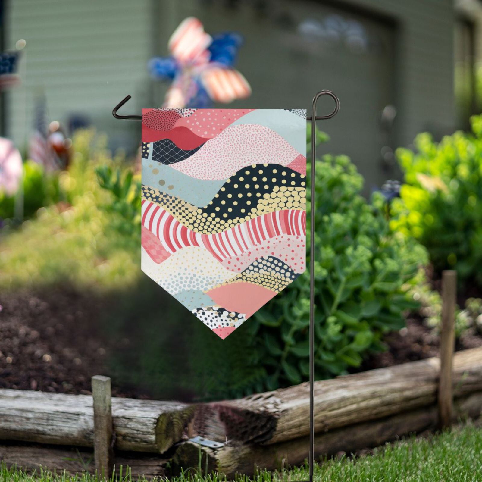 Stripe Stitch Pattern Boho Garden Flag 18" x 12.5" Double Sided Yard ...