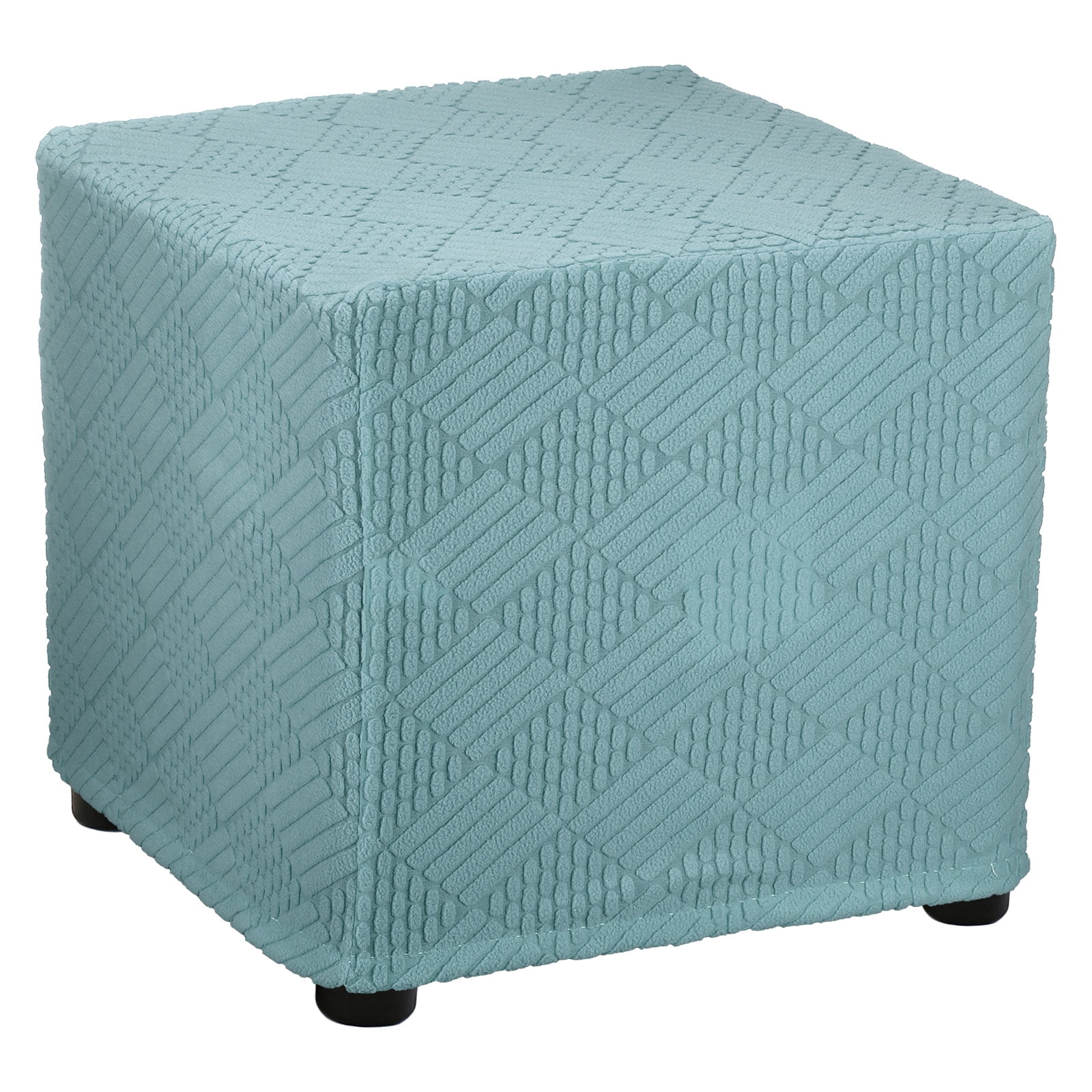 Stripe Stretch Ottoman Cover Square Fit Length 14"-17", Small, Light ...