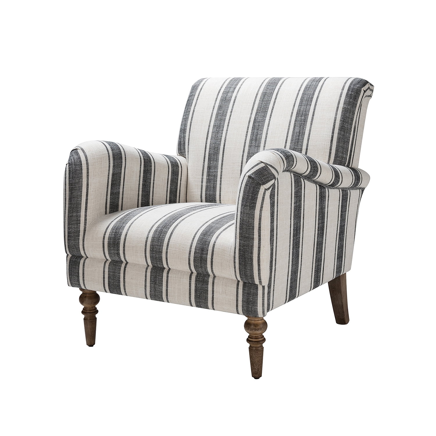 Stripe Upholstered Accent Chair, Tina's Home Wood Leg Armchair Living ...
