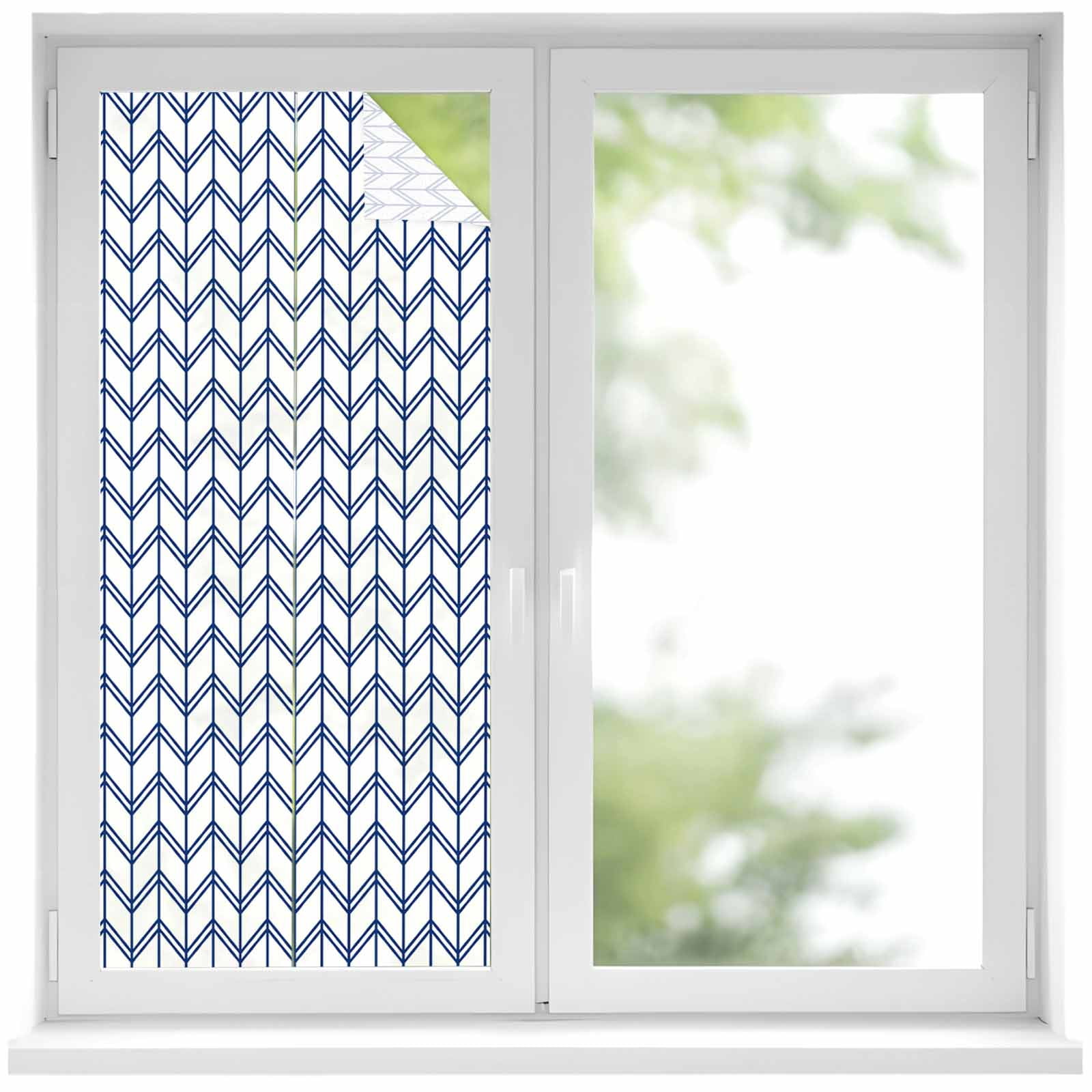 Striped Abstract Window Privacy Film Chevron Pattern Navy Blue Line ...
