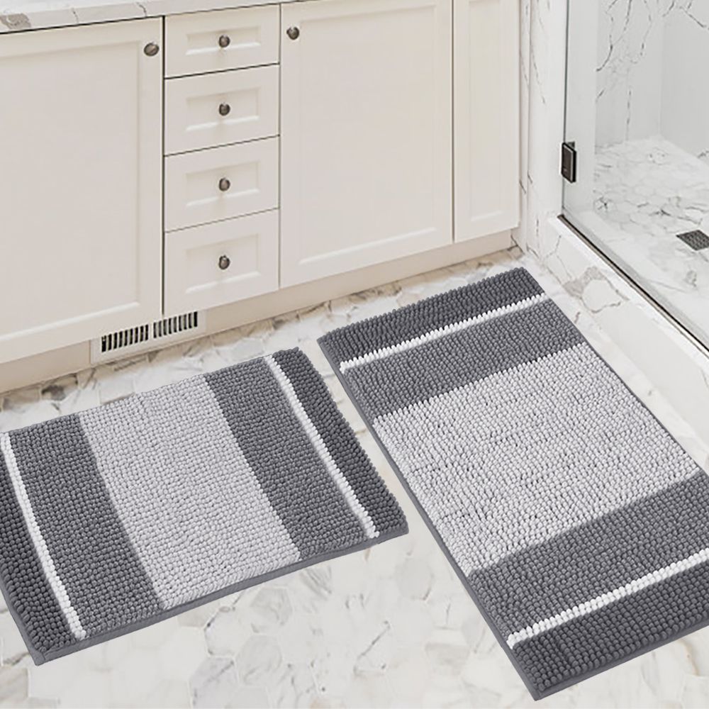 PrimeBeau Non-Slip Chenille Rug Set, Water Absorbent, Soft for Living ...