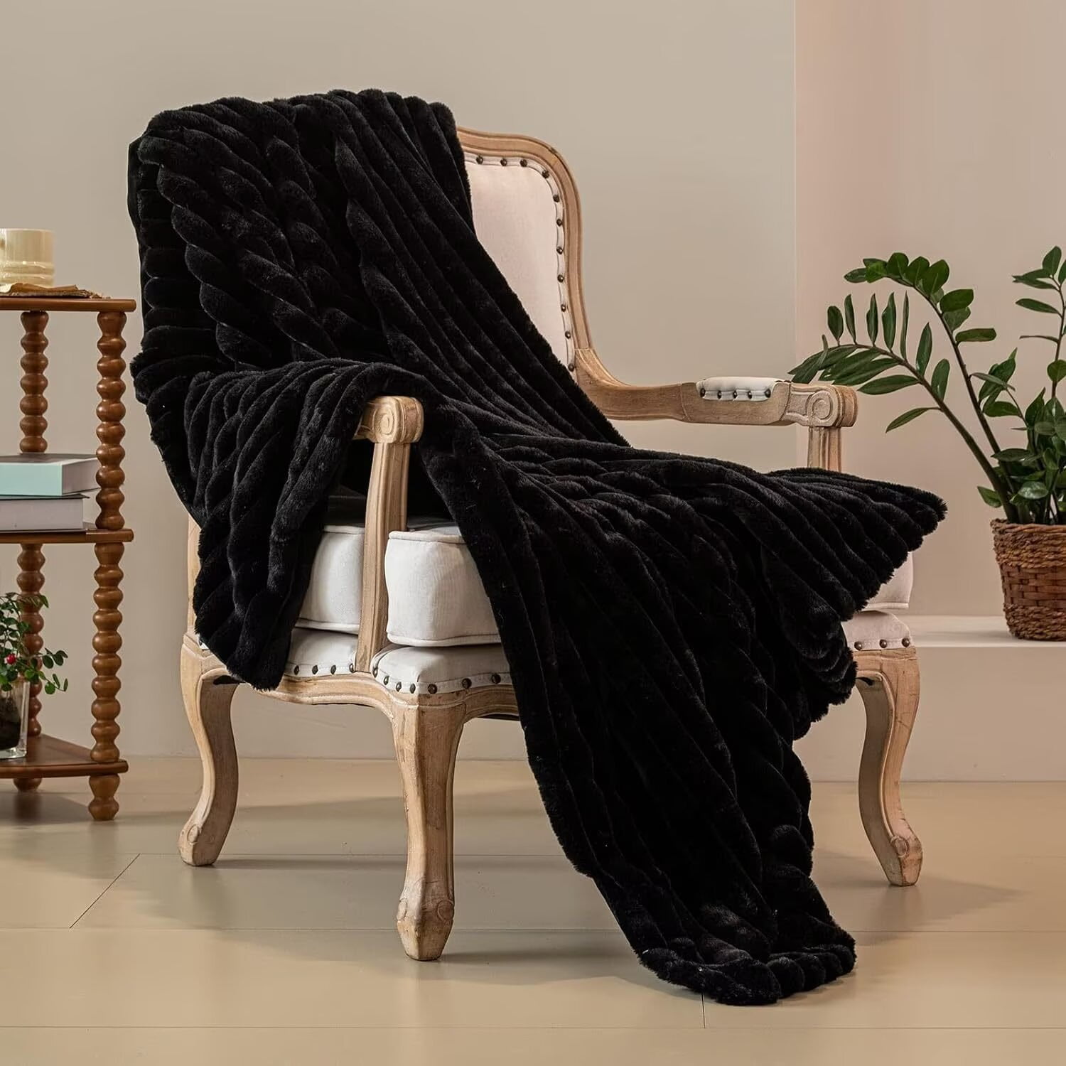 Striped Bed Throws – Luxurious Oversized Warm Thick Bubble Plush Rabbit ...