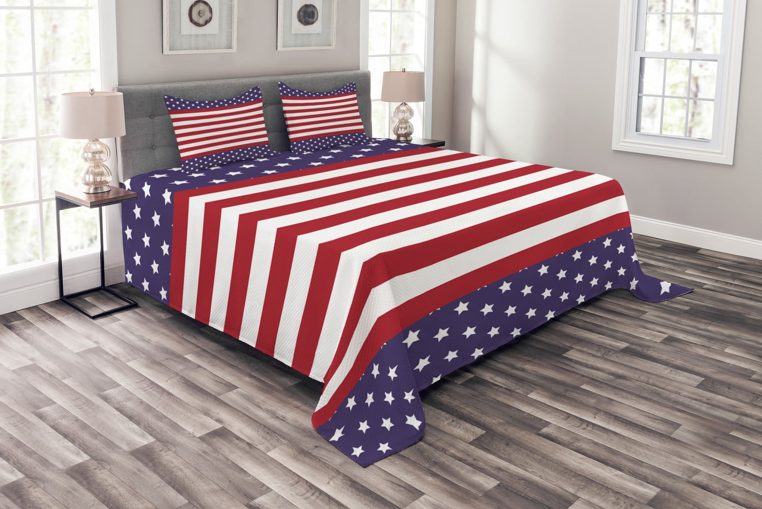 Striped Bedspread, American Flag Stars Stripes USA Royalty Emblem ...