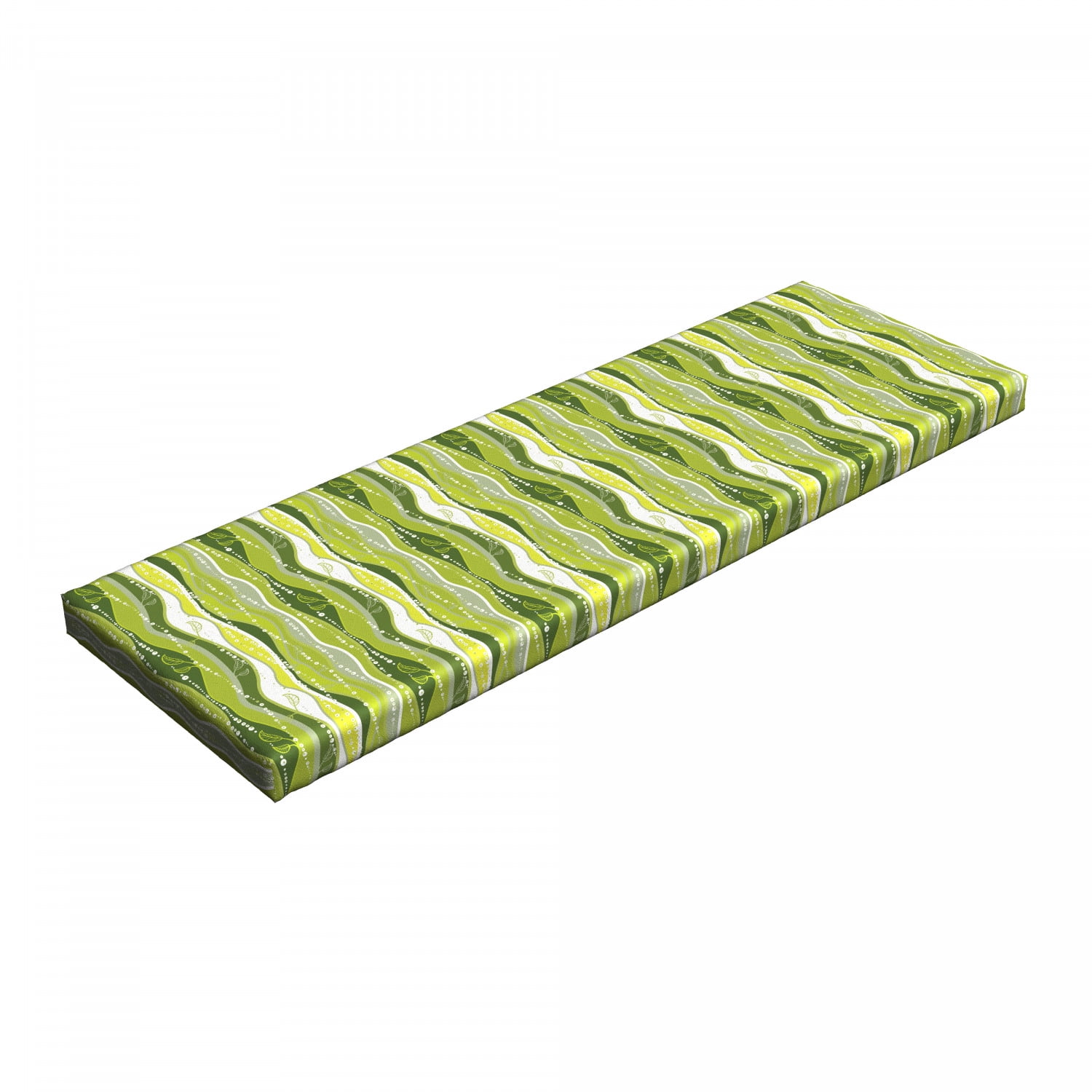 Striped Bench Pad, Retro Wavy Leaf Lines with Digital Effects Unusual ...