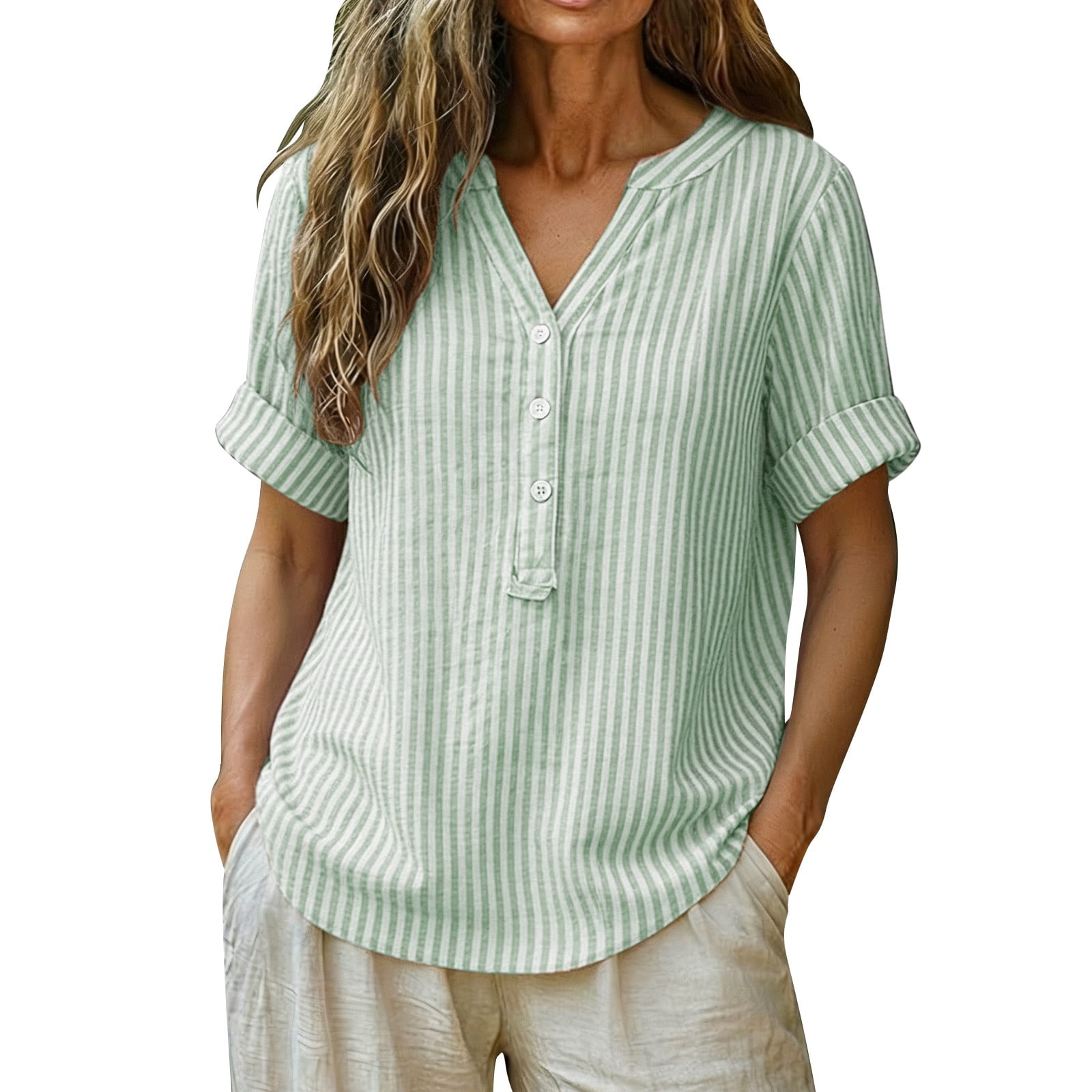 Striped Button Down Shirts for Women Business Casual Blouses 2026 ...