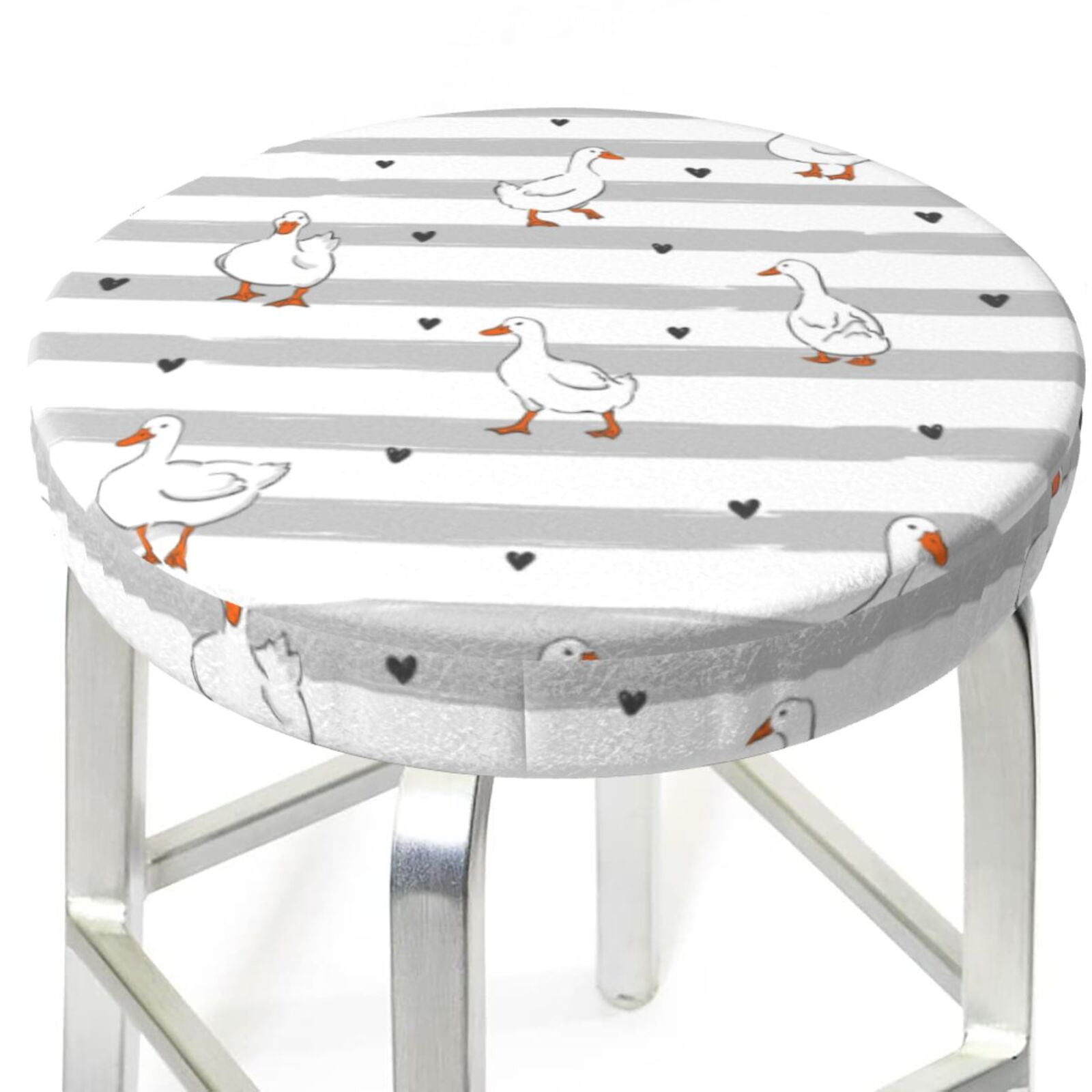 Striped Cartoon Cute Duck Bar Stool Covers - Stretch Round Seat Covers ...