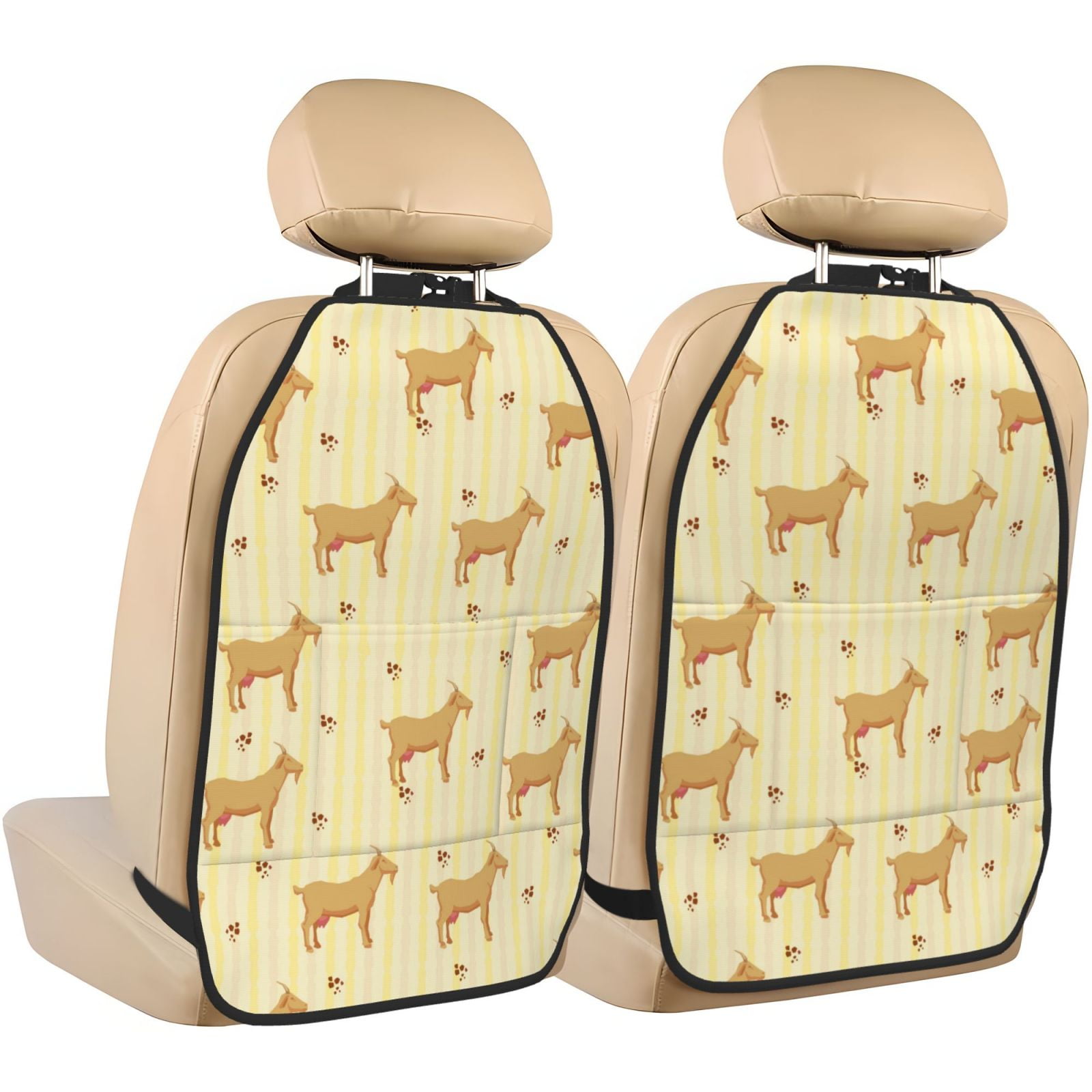 Striped Cartoon Cute Goat Yellow Mats Back Seat Protectors, Car Seat ...