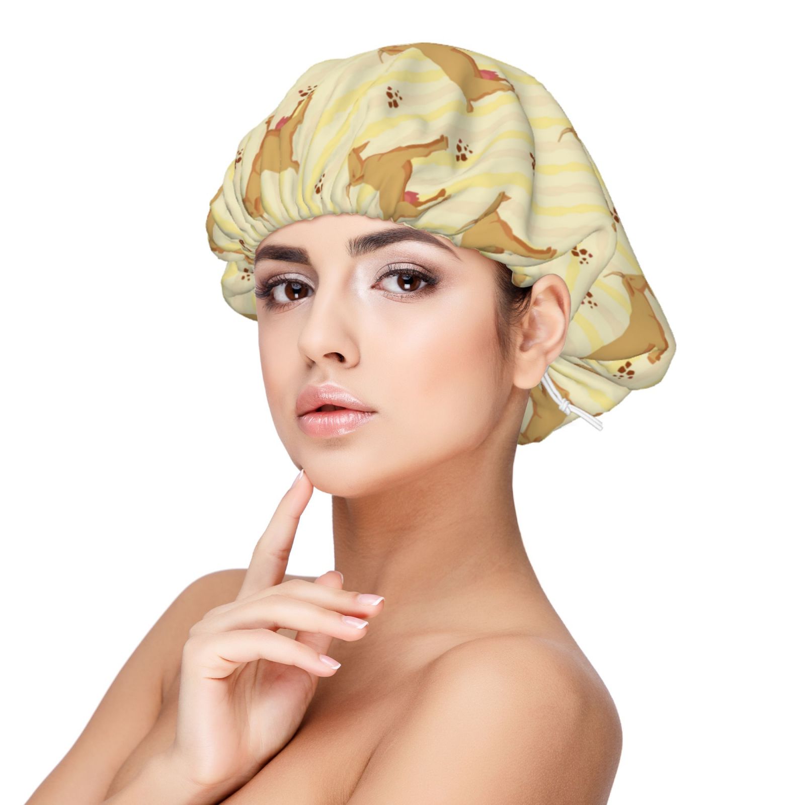 Striped Cartoon Cute Goat Yellow Silk Bonnet for Sleeping Women Men ...