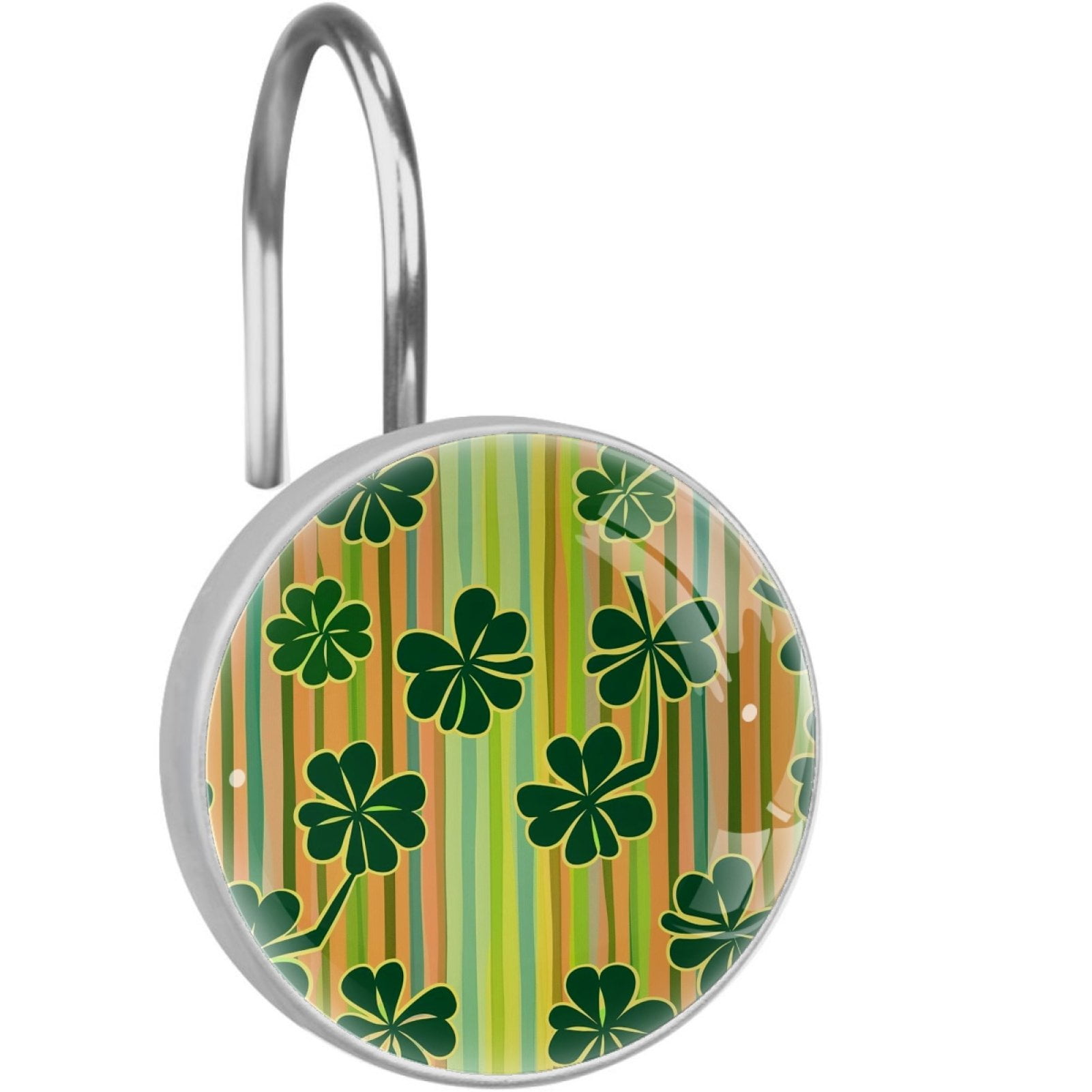 Striped Clover Shower Curtain Hooks Rings, Set of 12 Rust Proof Rod ...