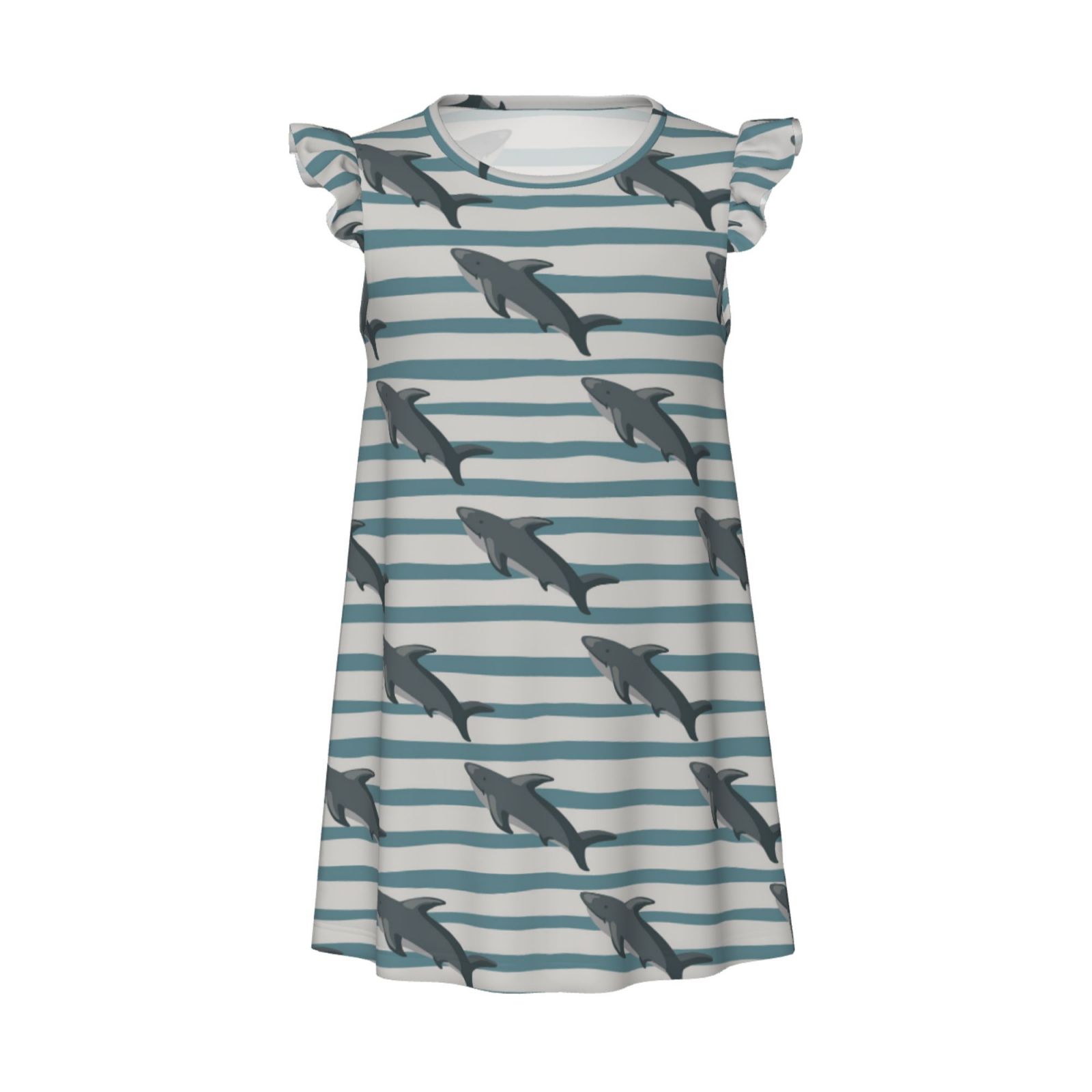 Striped Cute Cartoon Shark Girls Nightgowns, Pajamas for Girls, Soft ...