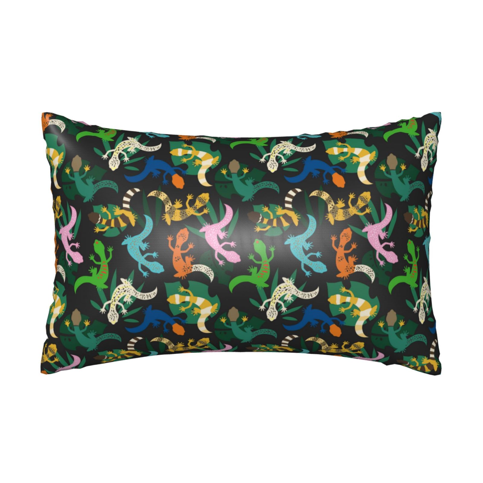 Striped Cute Lizard Gecko Plant_A Satin Pillowcase with Zipper for Hair ...