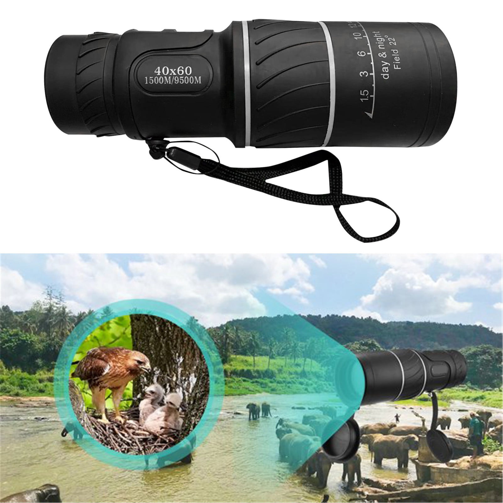 Striped Design Telephoto Lens Monocular Telescope 40x Magnification ...