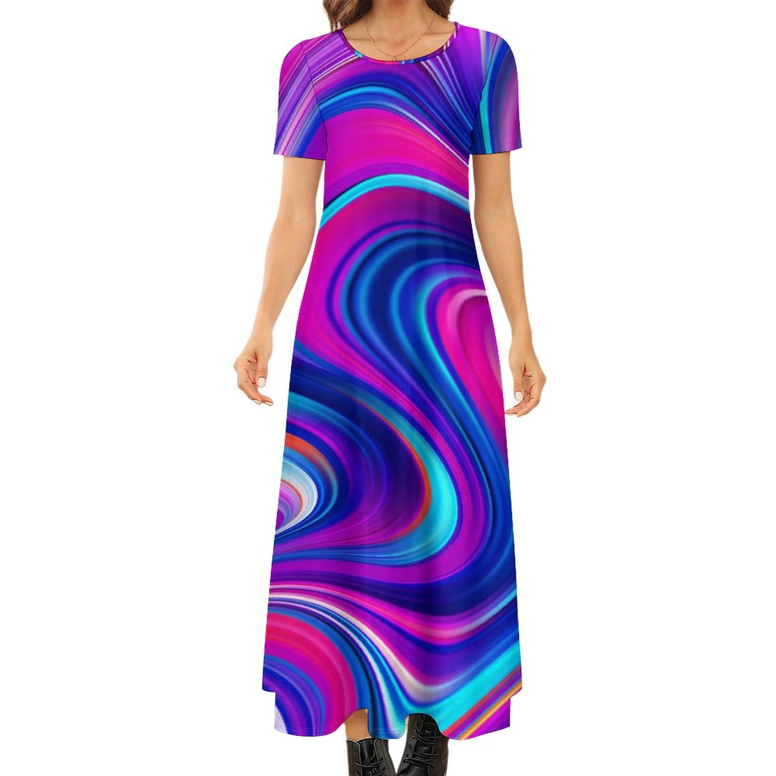 Striped Dress Abstract Art Funny Boho Beach Long Dresses Womens Cute ...