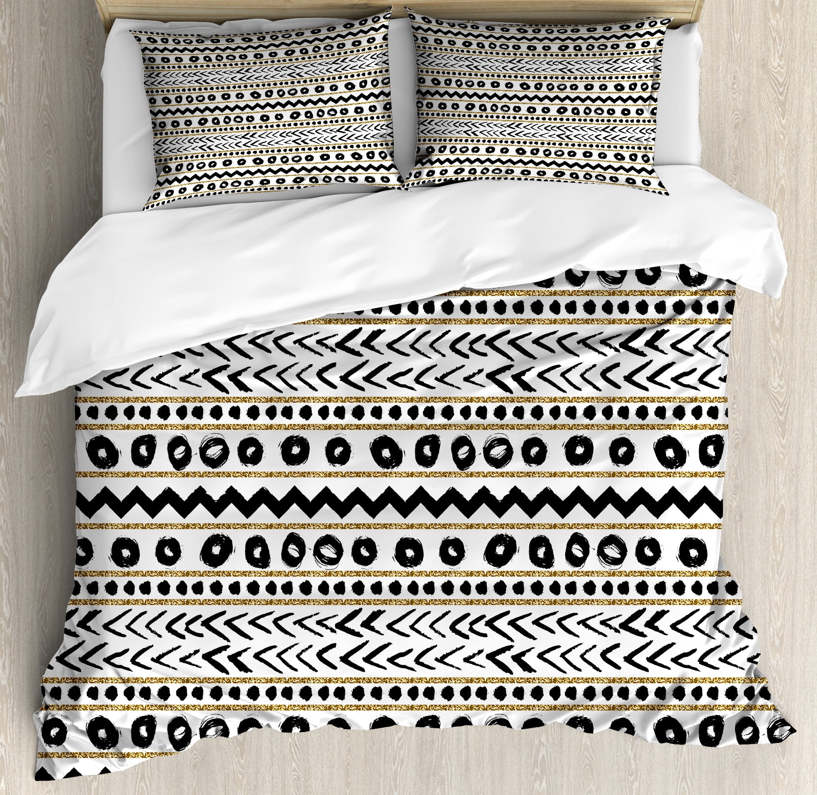 Striped Duvet Cover Set, Abstract Prehistoric with Cave Rocks Nature ...