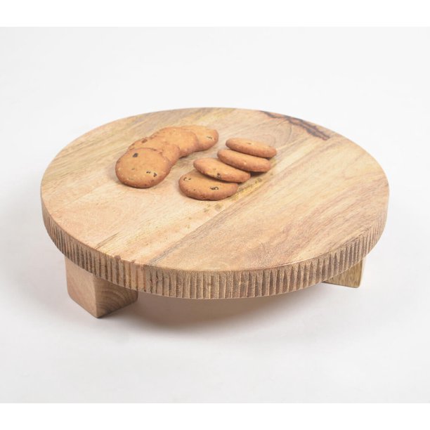 Striped Edge Raw Mango Wood Cake Stand - Walmart Business Supplies