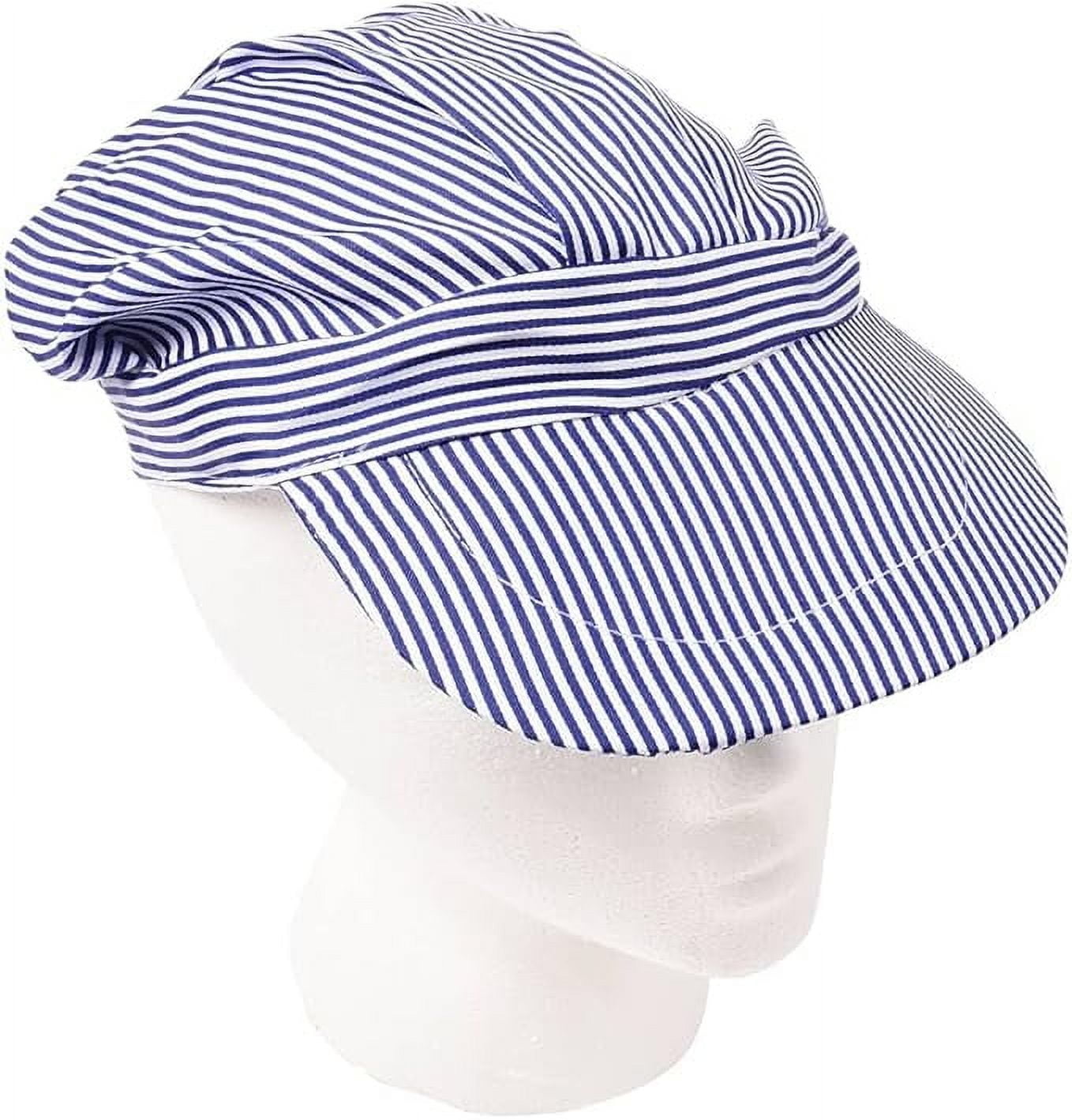 Plush Gear Striped Train Engineer Hat – Classic Railroad Conductor Cap ...