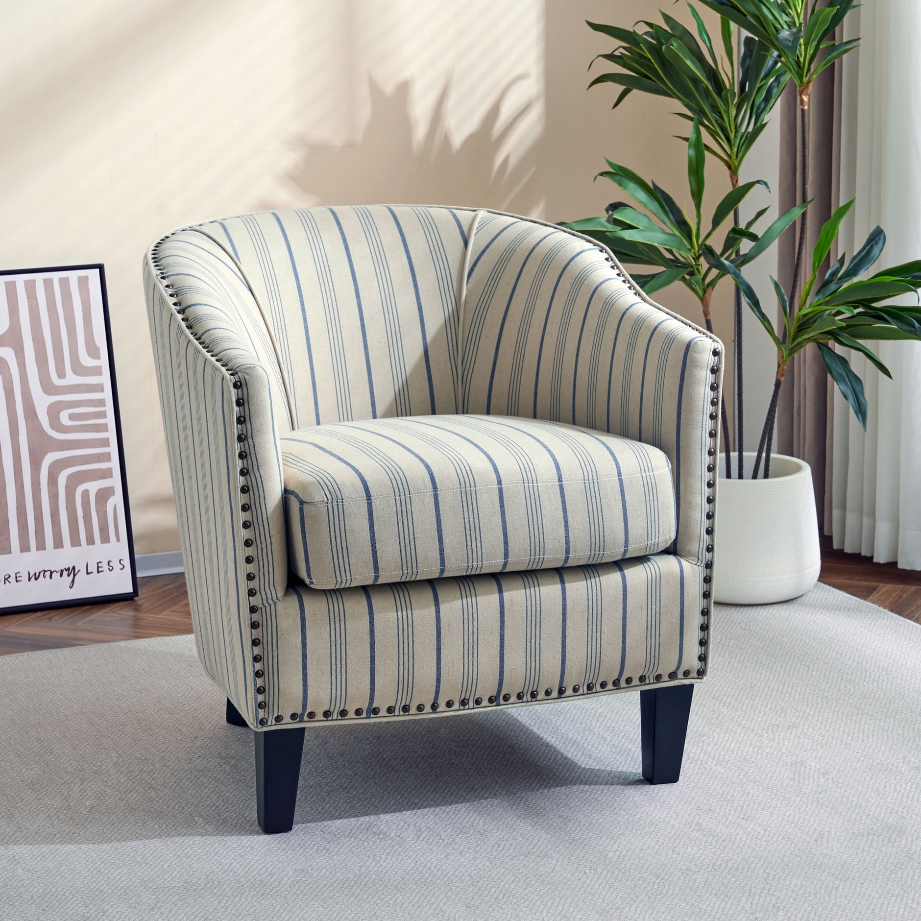 Striped Fabric and Studded Accents | Relax in Sophistication in Your ...