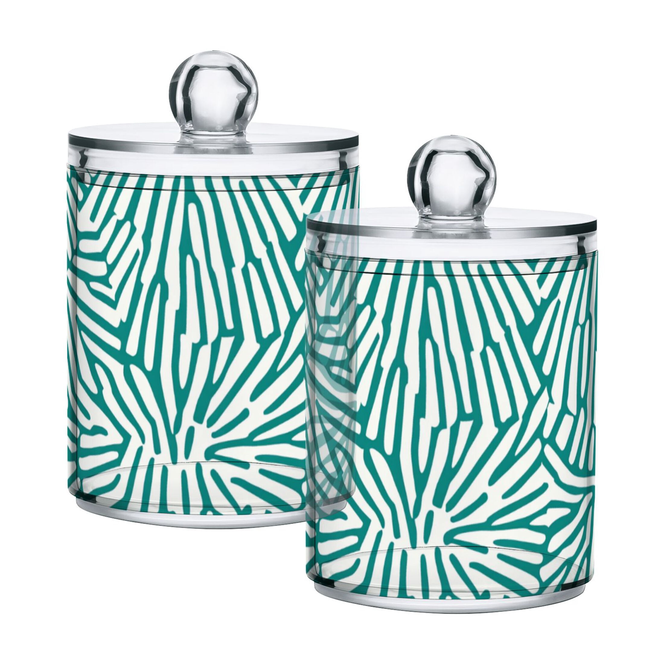 Striped Flower Pattern Cotton Swabs Cans Translucent Plastic Canisters ...