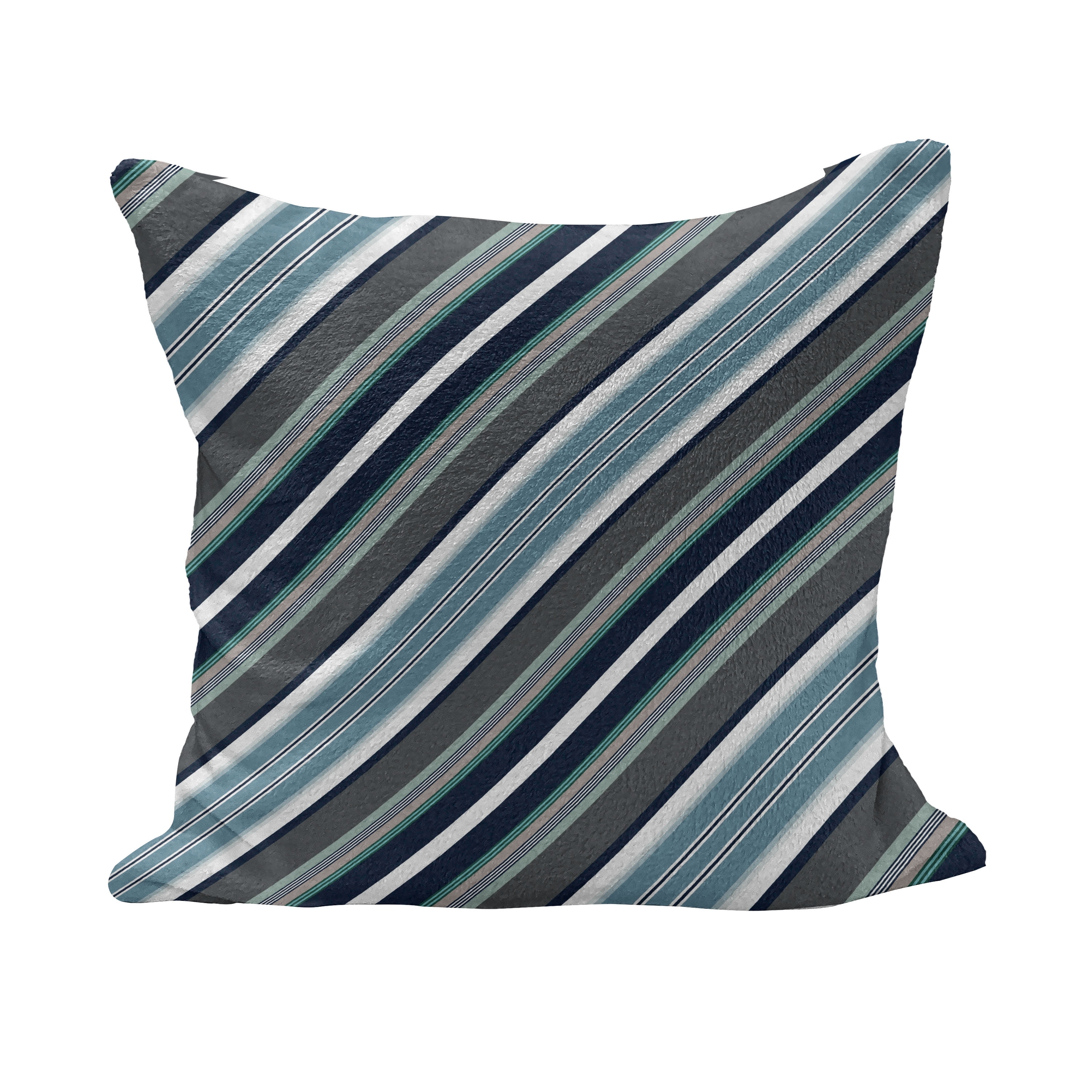 Striped Fluffy Throw Pillow Cushion Cover, Navy Retro Style Diagonal ...