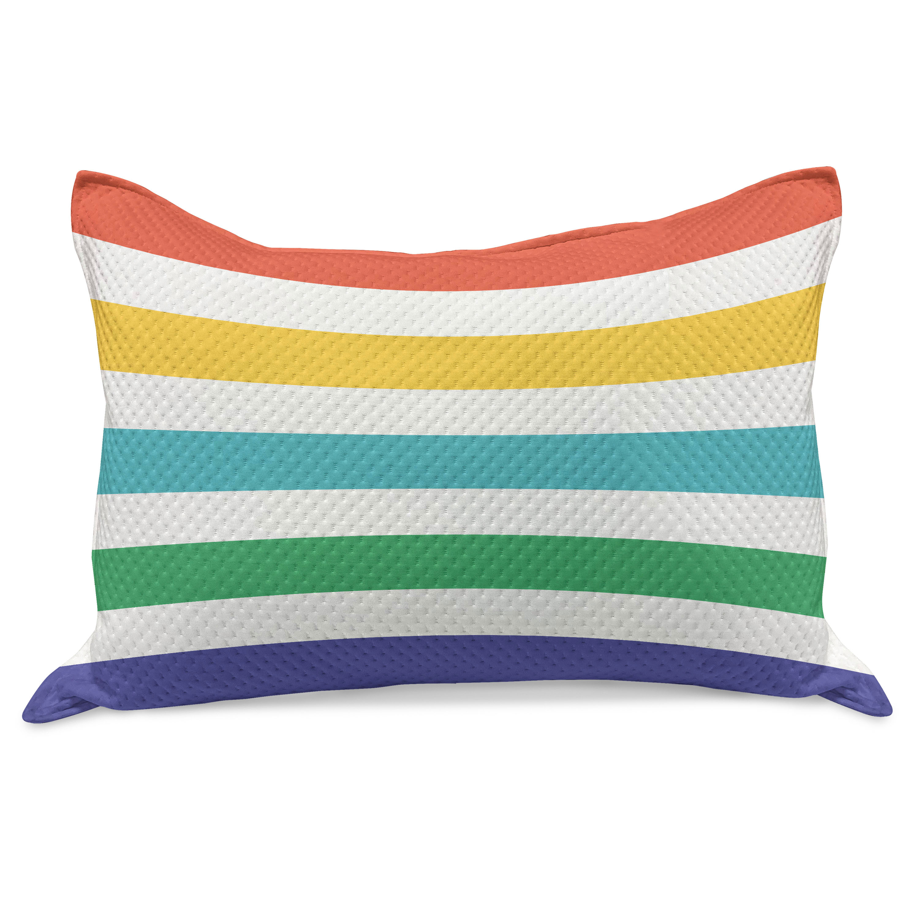 Striped Knitted Quilt Pillowcover, Rainbow Colored and White Fun ...