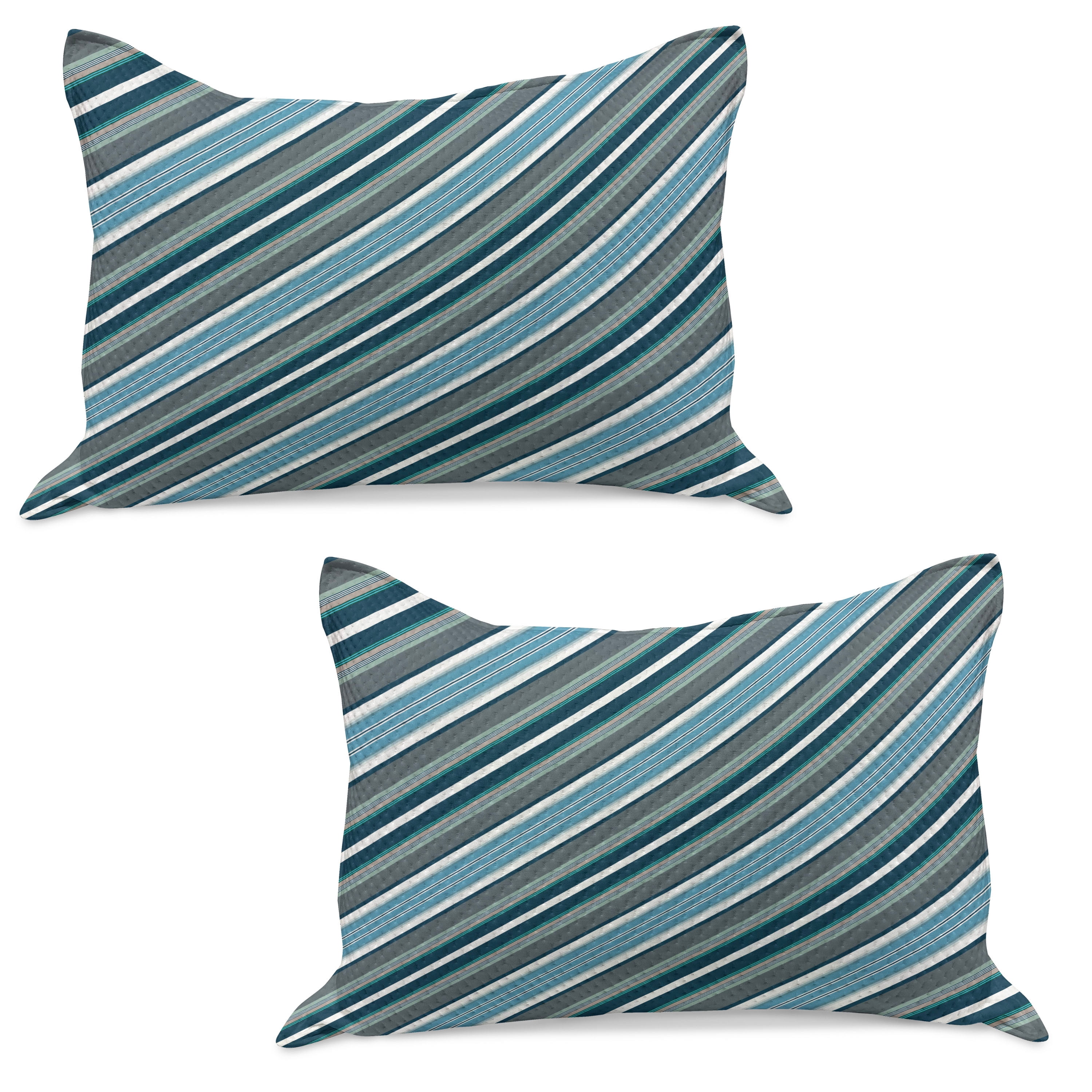 Striped Knitted Quilt Pillowcover Set of 2, Navy Retro Style Diagonal ...