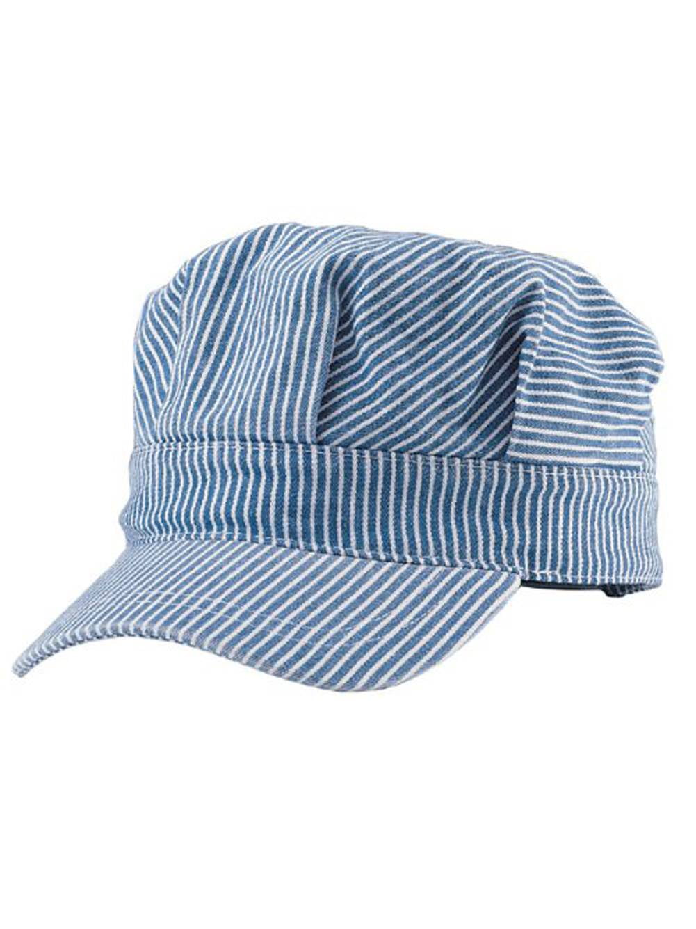Mcap Striped Light Blue Vintage Train Conductor Cap, Adjustable Hook ...