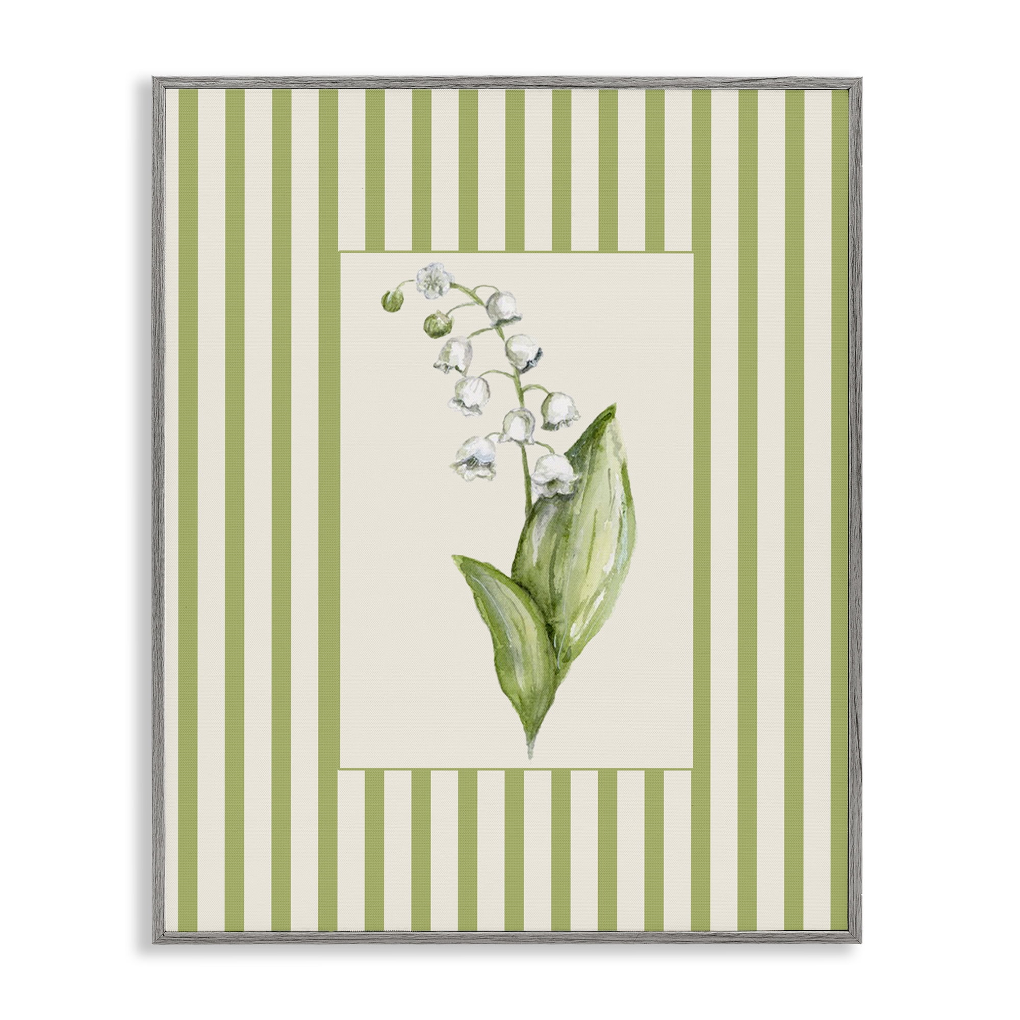 Striped Lily Of The Valley Gray Framed Giclee Art, design by Lisa ...