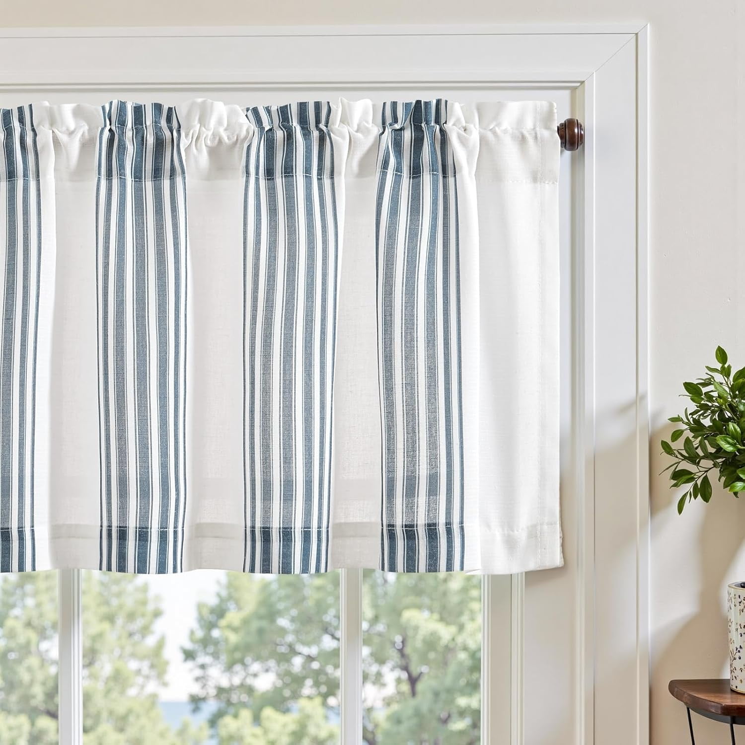 Striped Linen Valance Curtain 16 Inch Vertical Striped Valance for ...