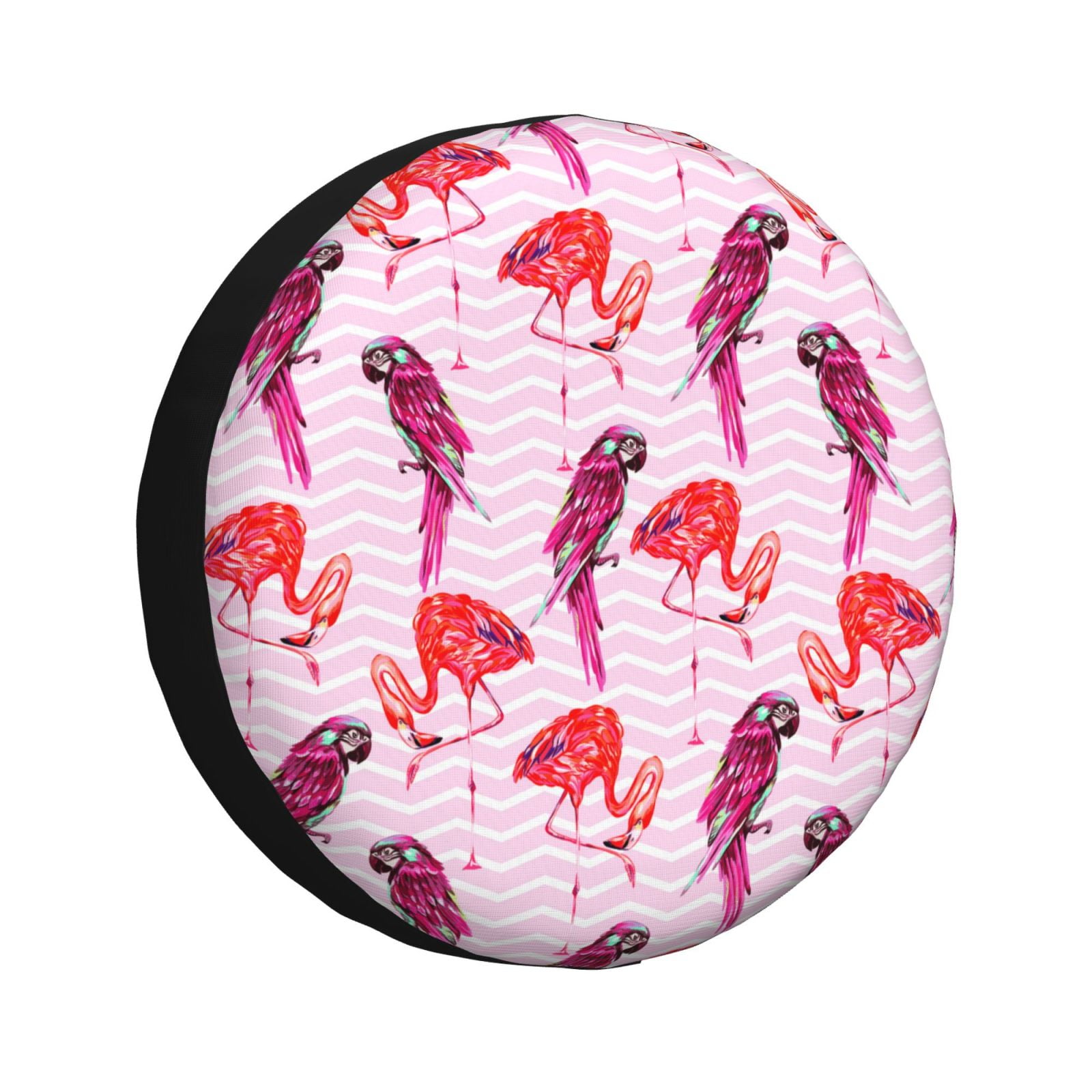 Striped Parakeet Flamingo Pink Spare Tire Cover for Trailer Camper RV ...