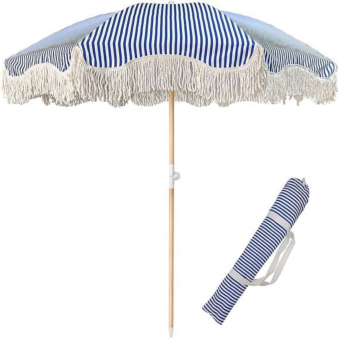Striped Patio Umbrellas 6 Ft Boho Outdoor Umbrella With Fringe Tilt ...