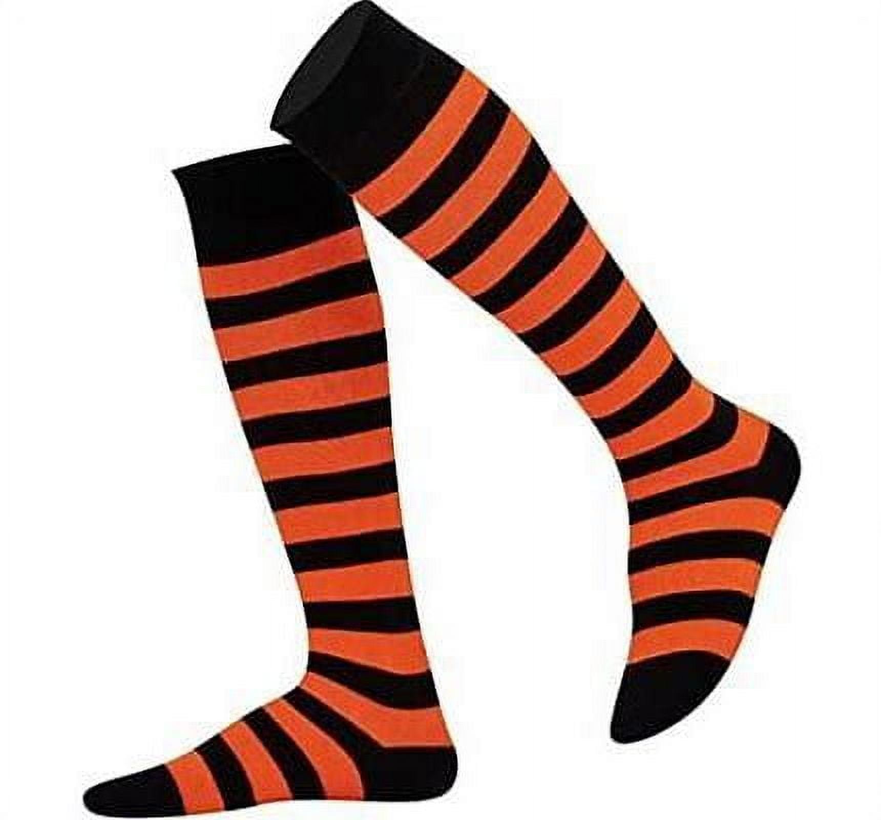 Striped Patterned Socks (Knee High) Orange and Black - Walmart.com