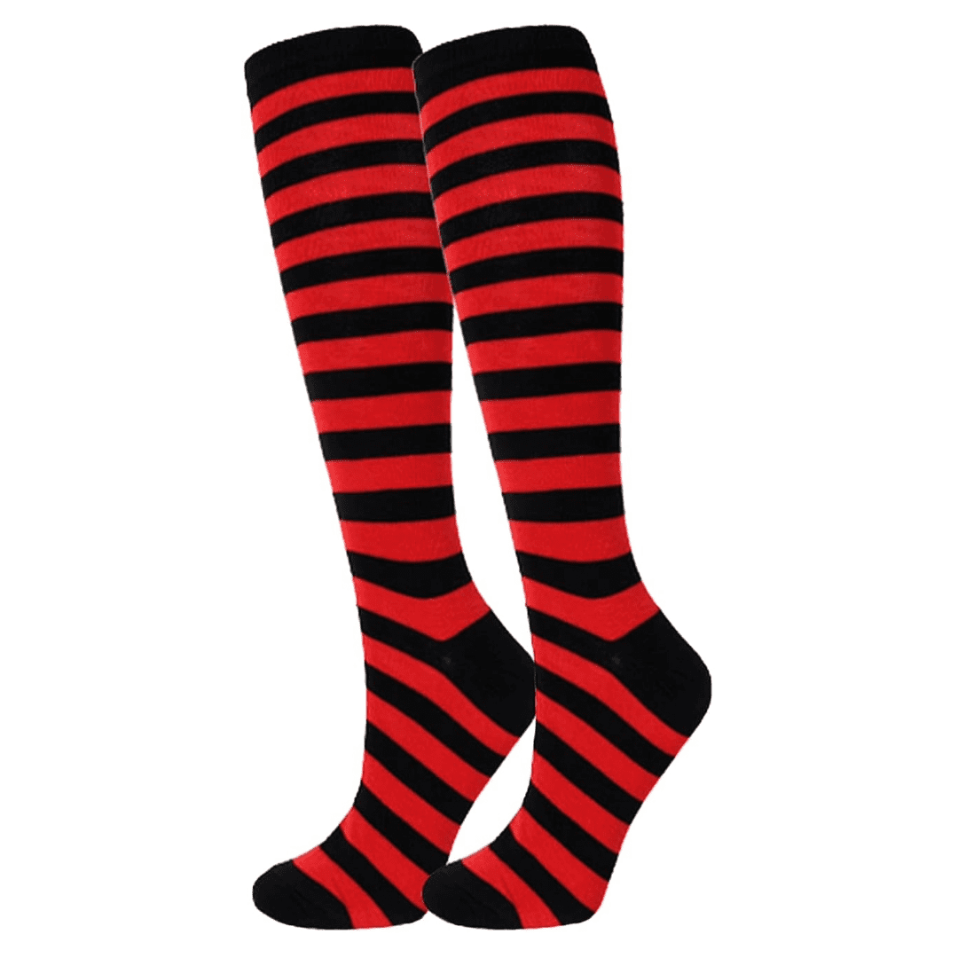 Striped Patterned Socks (Knee High) Red and Black - Walmart.com