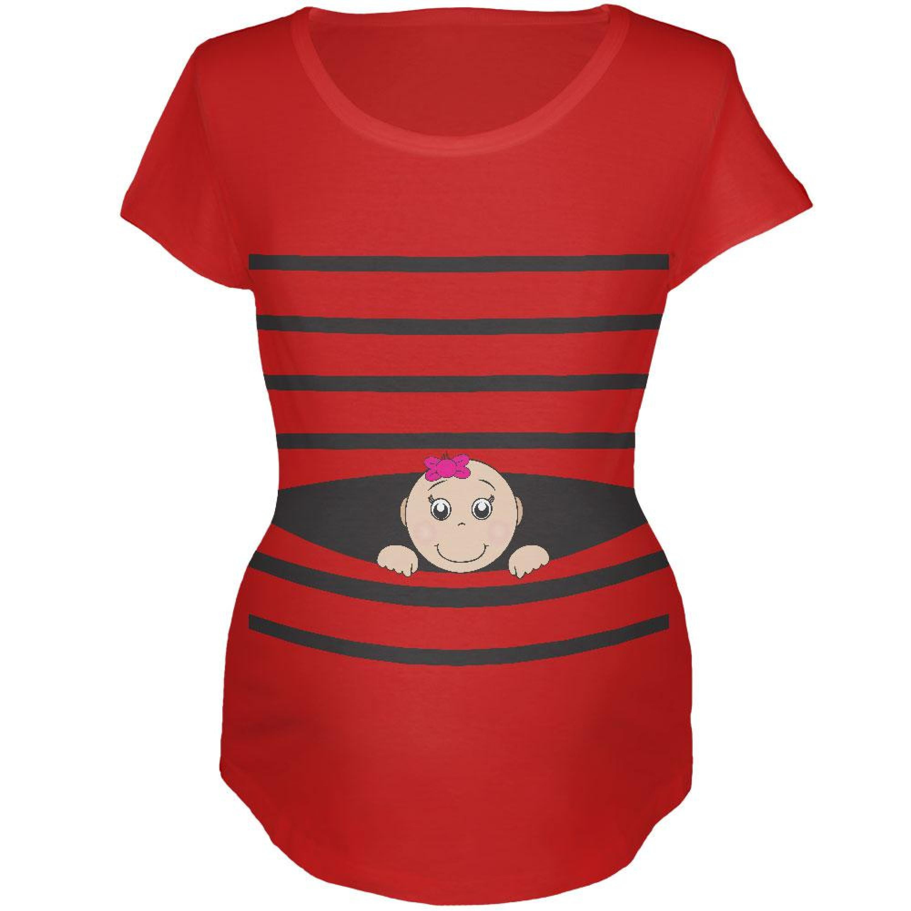 Striped Peeking Baby Girl Red Maternity Soft T-Shirt - Medium - Walmart.com