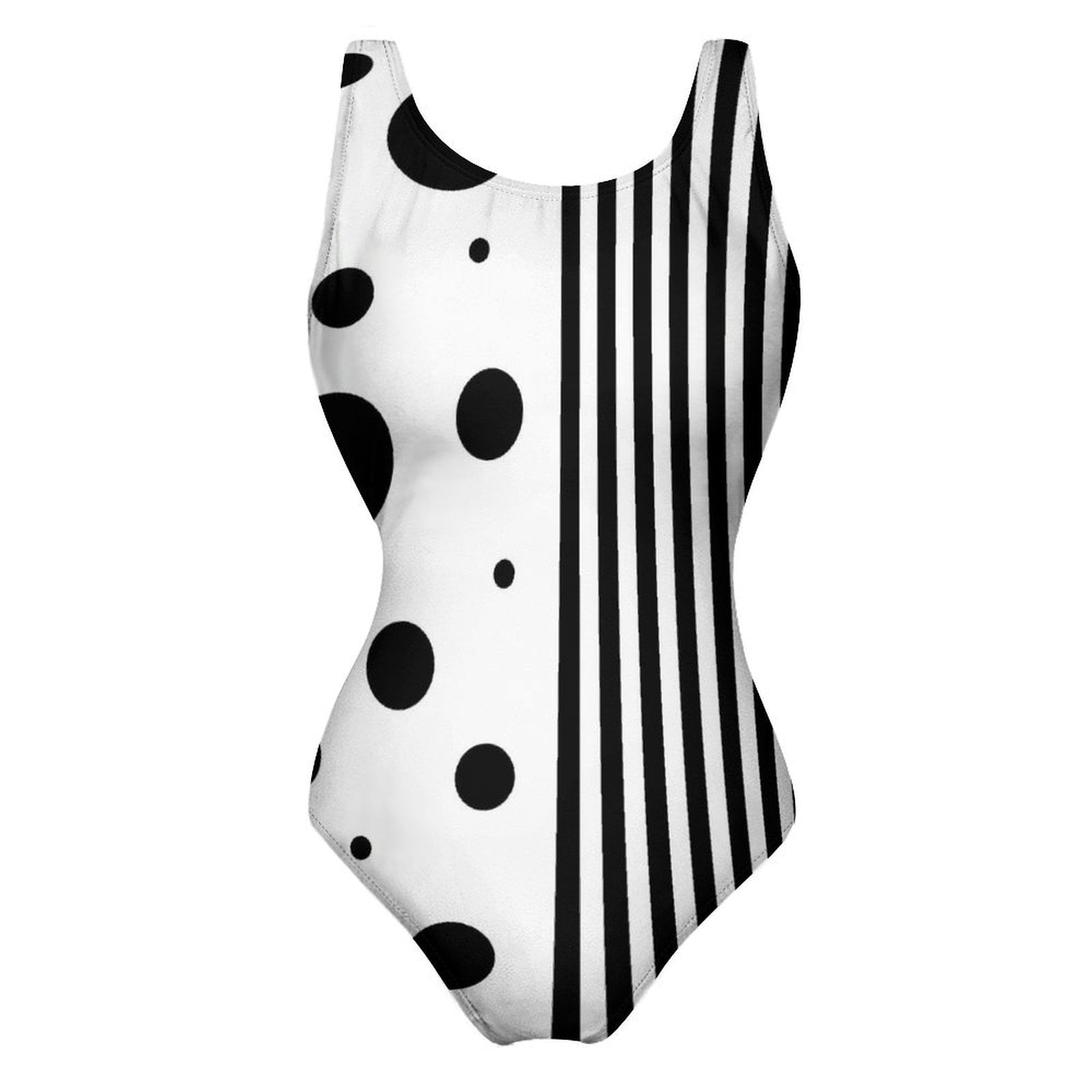 Striped Polka Dot Swimsuit Blue and White Push Up Swimwear One Piece ...