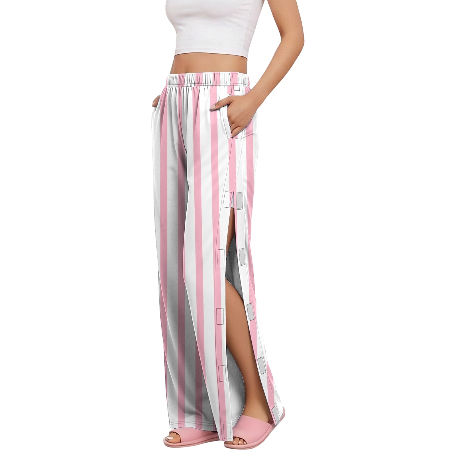 Striped Post-Surgery Recovery Pants for Women, Side Open Adaptive ...