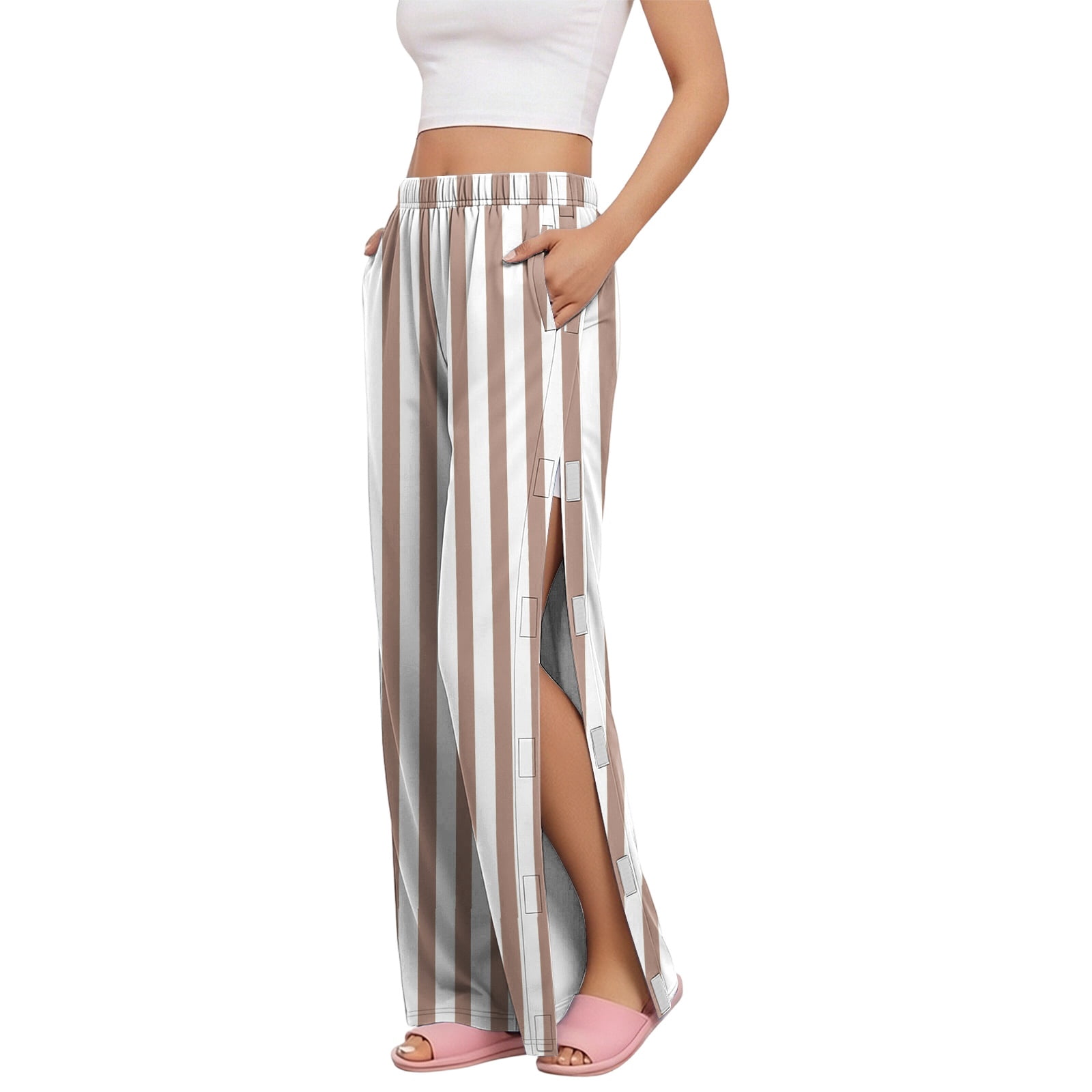 Striped Post-Surgery Recovery Pants for Women, Side Open Adaptive ...