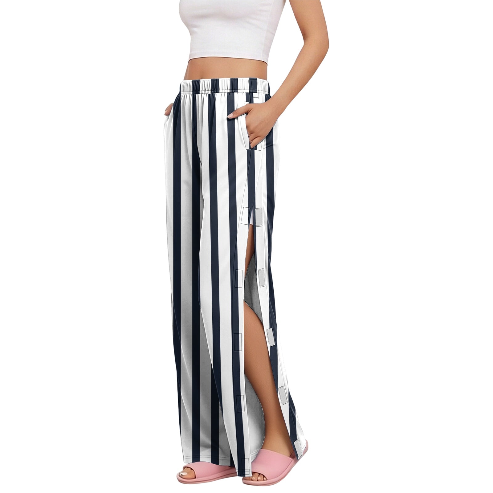 Striped Post-Surgery Recovery Pants for Women, Side Open Adaptive ...