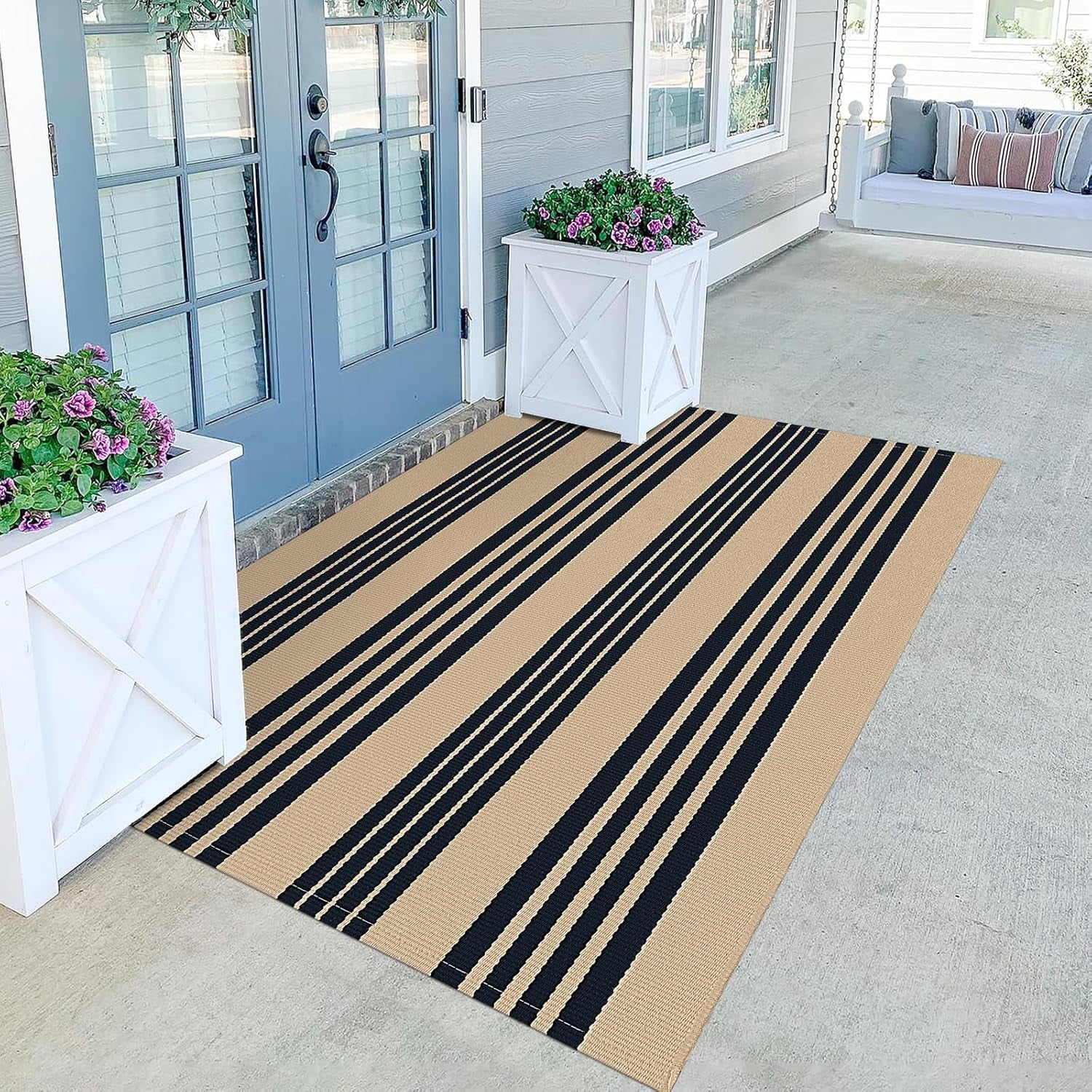 Striped Rug 4'X6' Front Door Mat Outdoor Welcome Mats Rug Outdoor ...