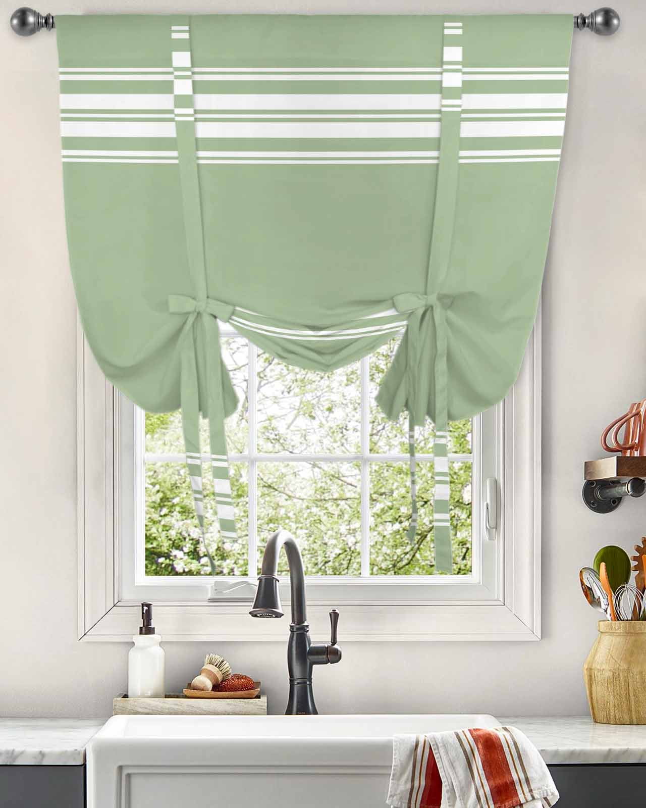 Striped Sage Green Window Curtain for Living Room Bedroom Balcony Cafe ...